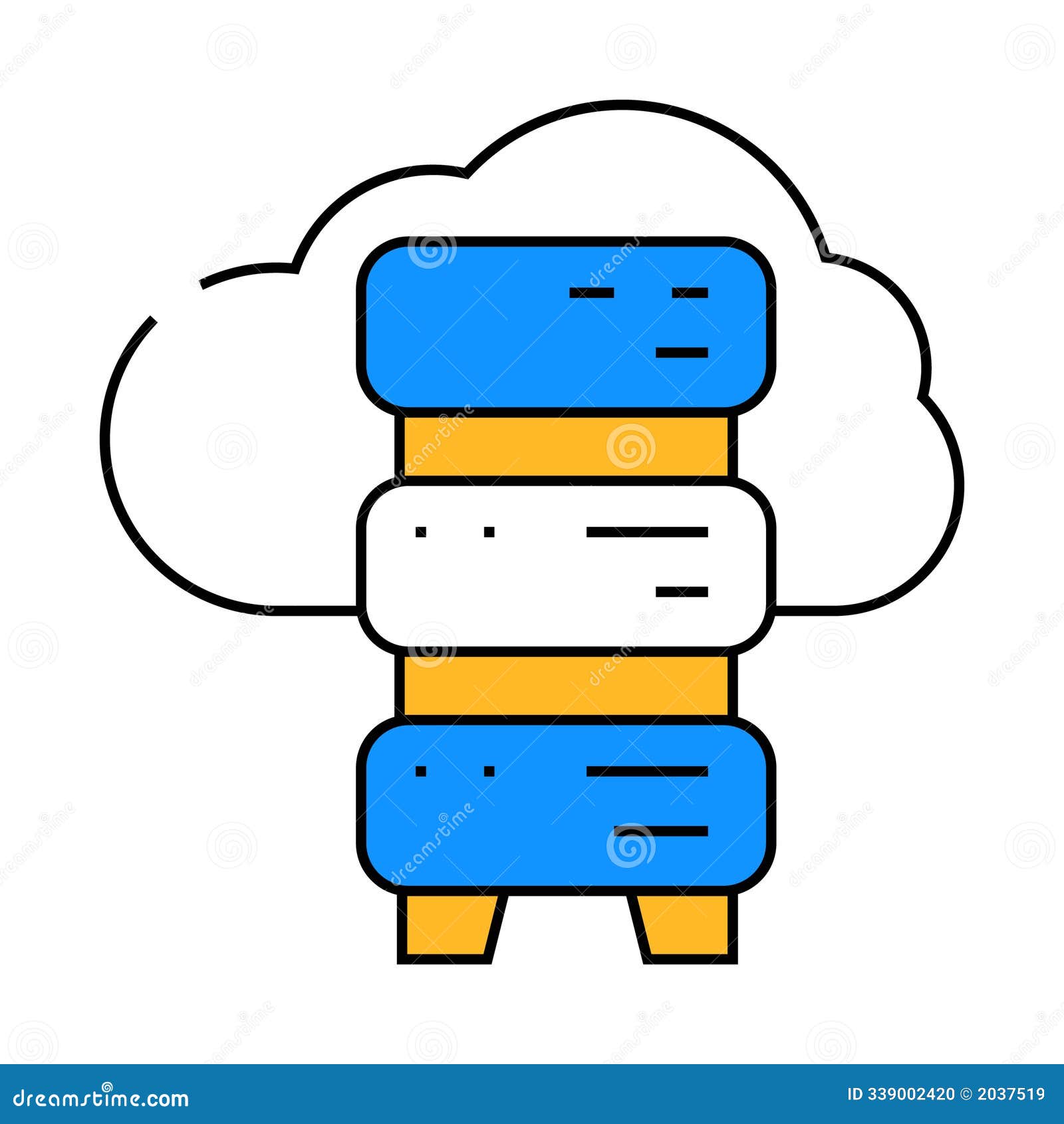 Saas Software and Data Center Icon Color Illustration Stock Vector ...