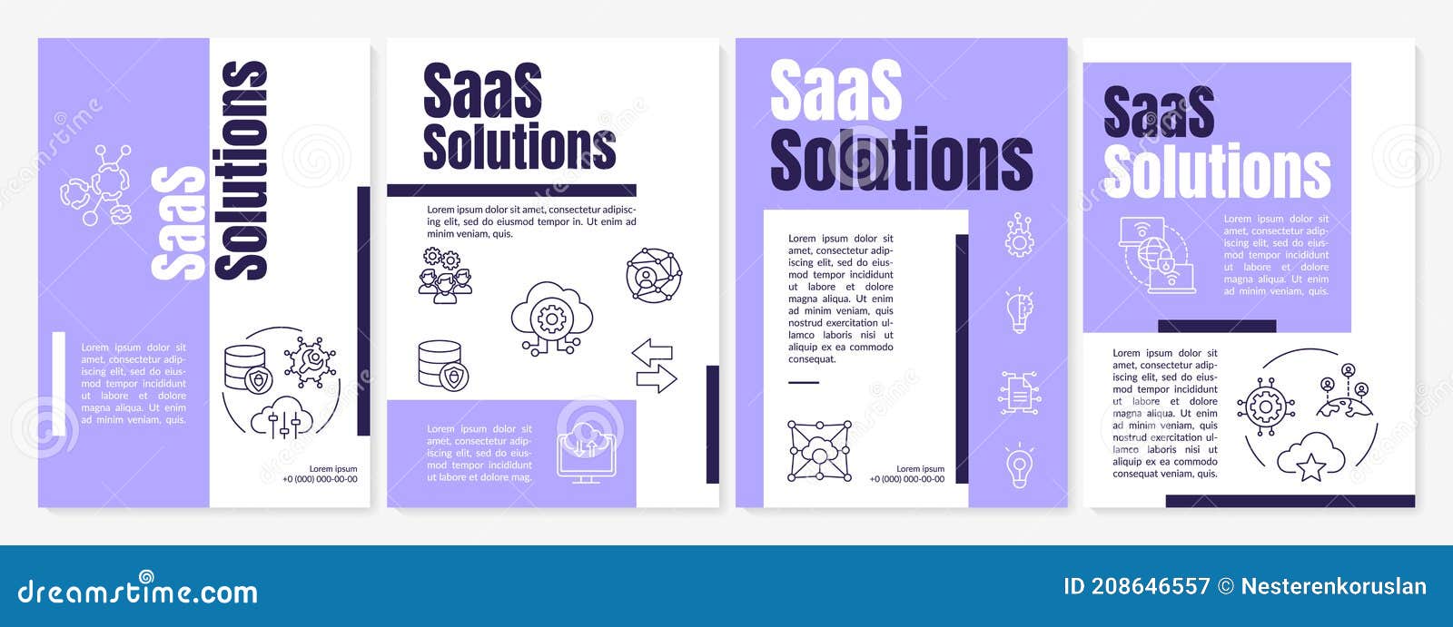 SaaS Solutions Brochure Template Stock Vector - Illustration of ...