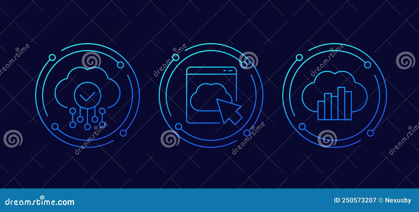 SaaS Solutions and Cloud Services Line Icons Stock Vector ...