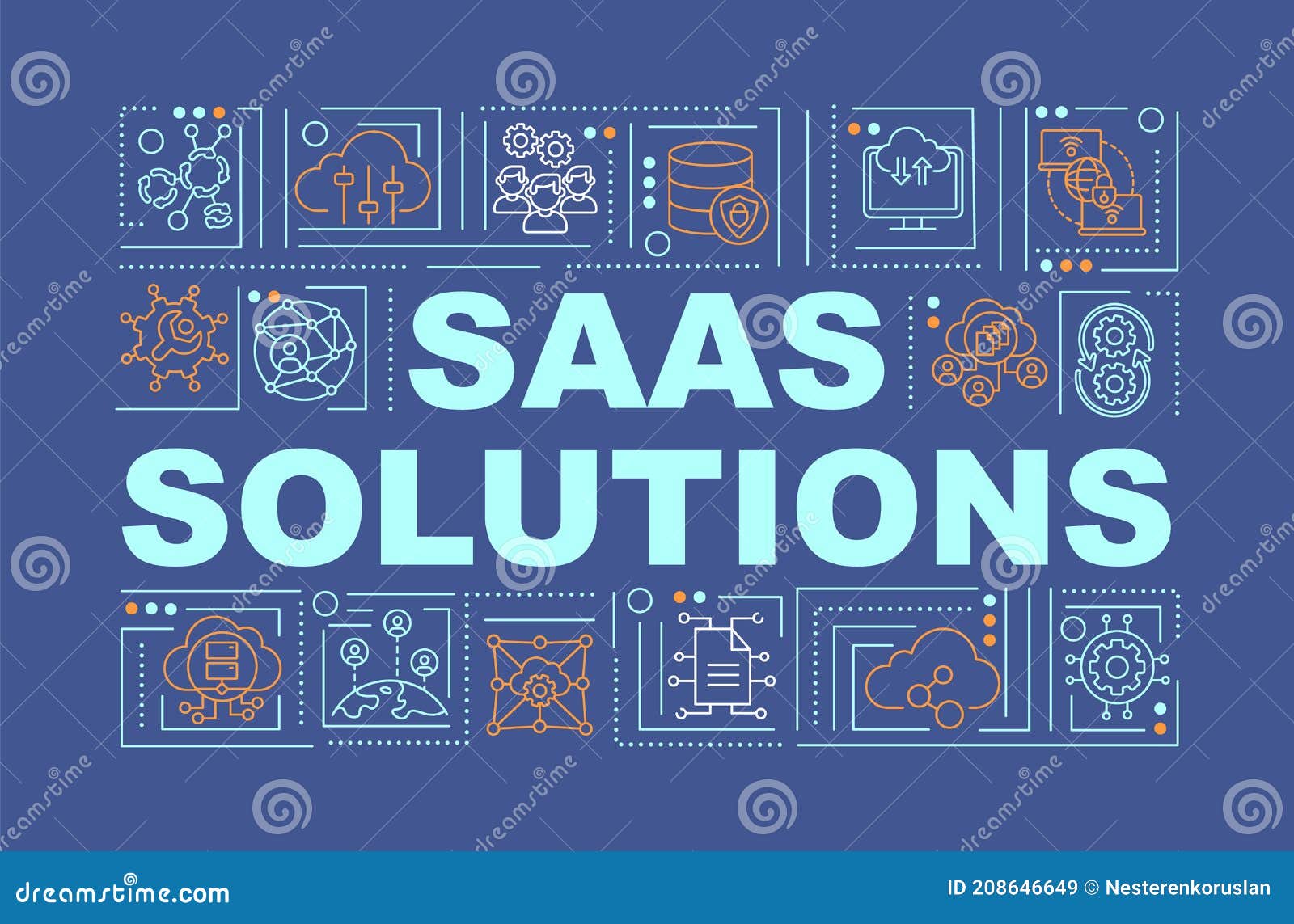 SaaS Solutions Word Concepts Banner Stock Vector - Illustration of ...