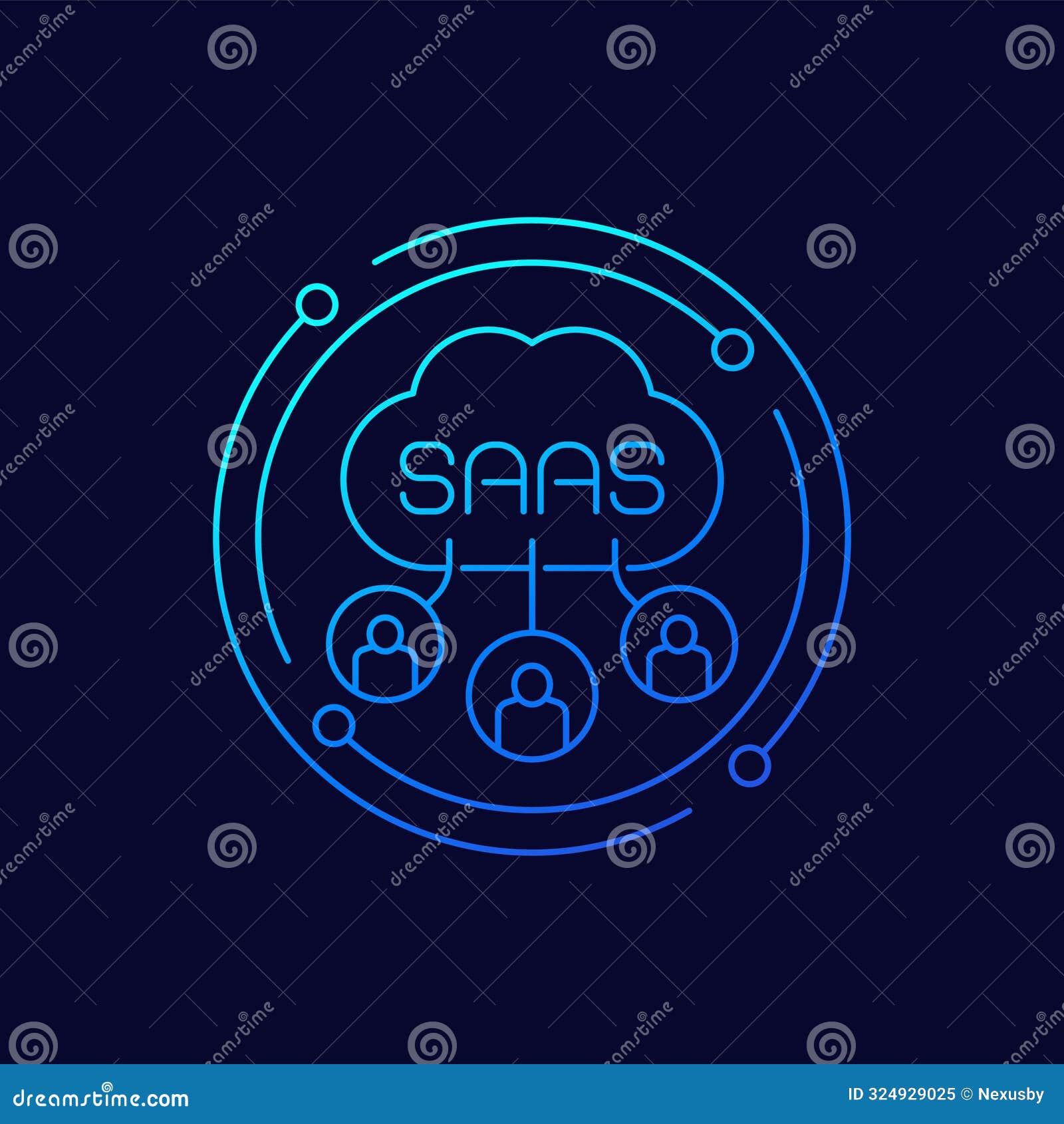 Saas Users Icon, Software As a Service Line Design Stock Vector ...