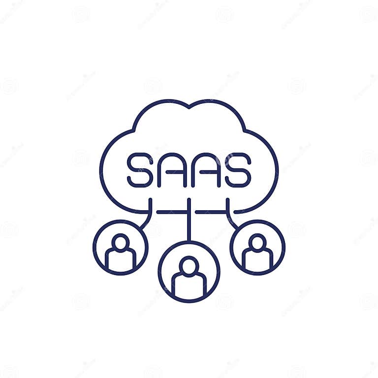 Saas Users Line Icon, Software As a Service Vector Stock Vector ...