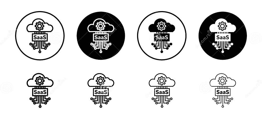 SaaS Vector Icon Set Collection. SaaS Outline Flat Icon Stock Vector ...