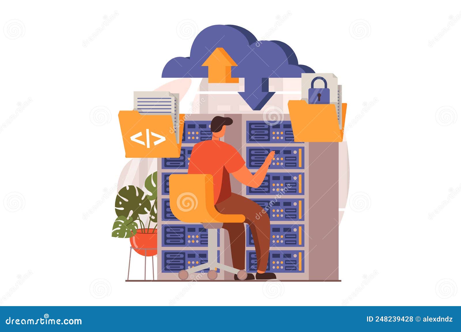 SaaS Web Concept in Flat Design. Vector Illustration Stock Illustration - Illustration of scene ...