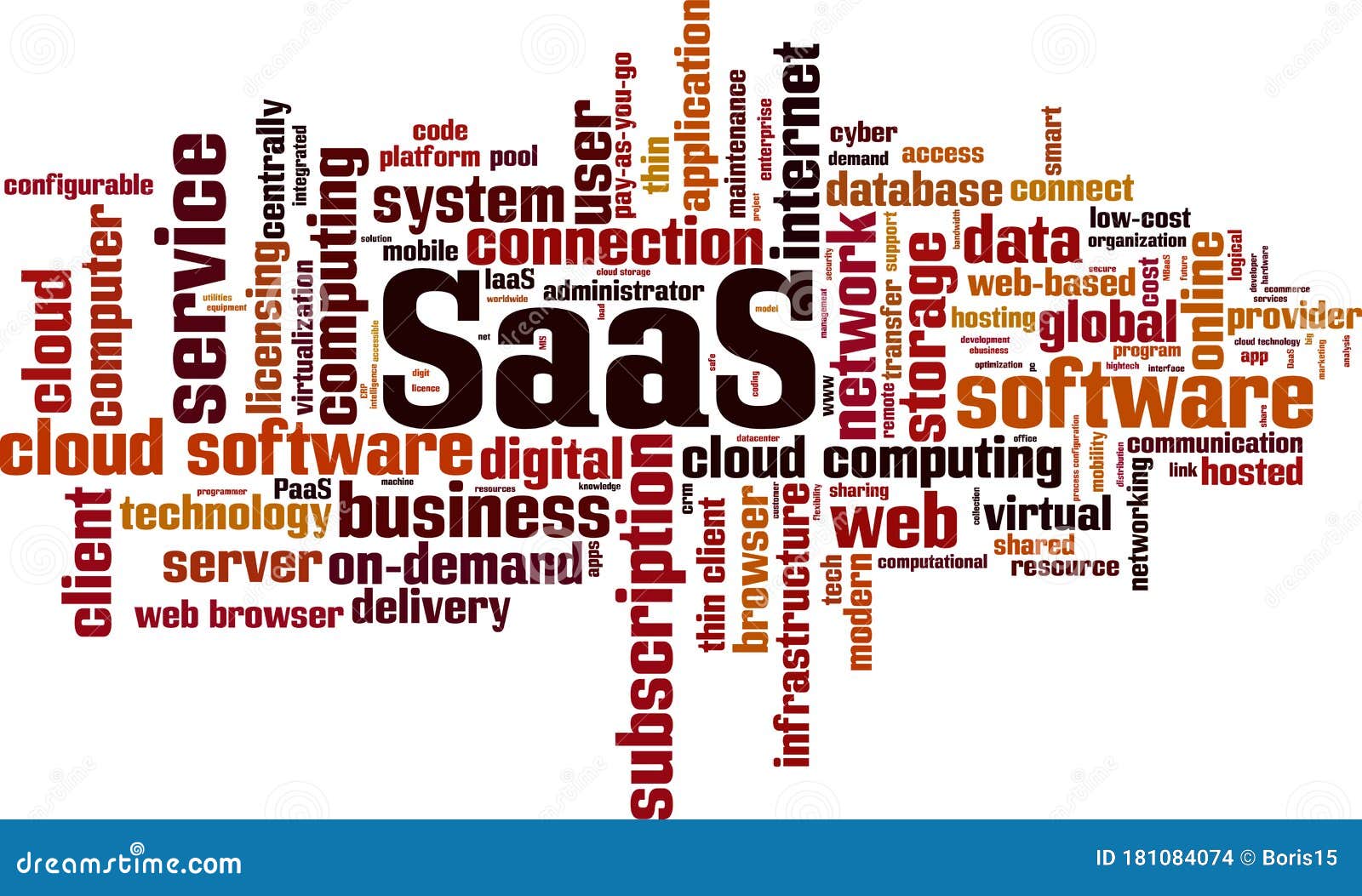 SaaS word cloud stock vector. Illustration of apps, application - 181084074