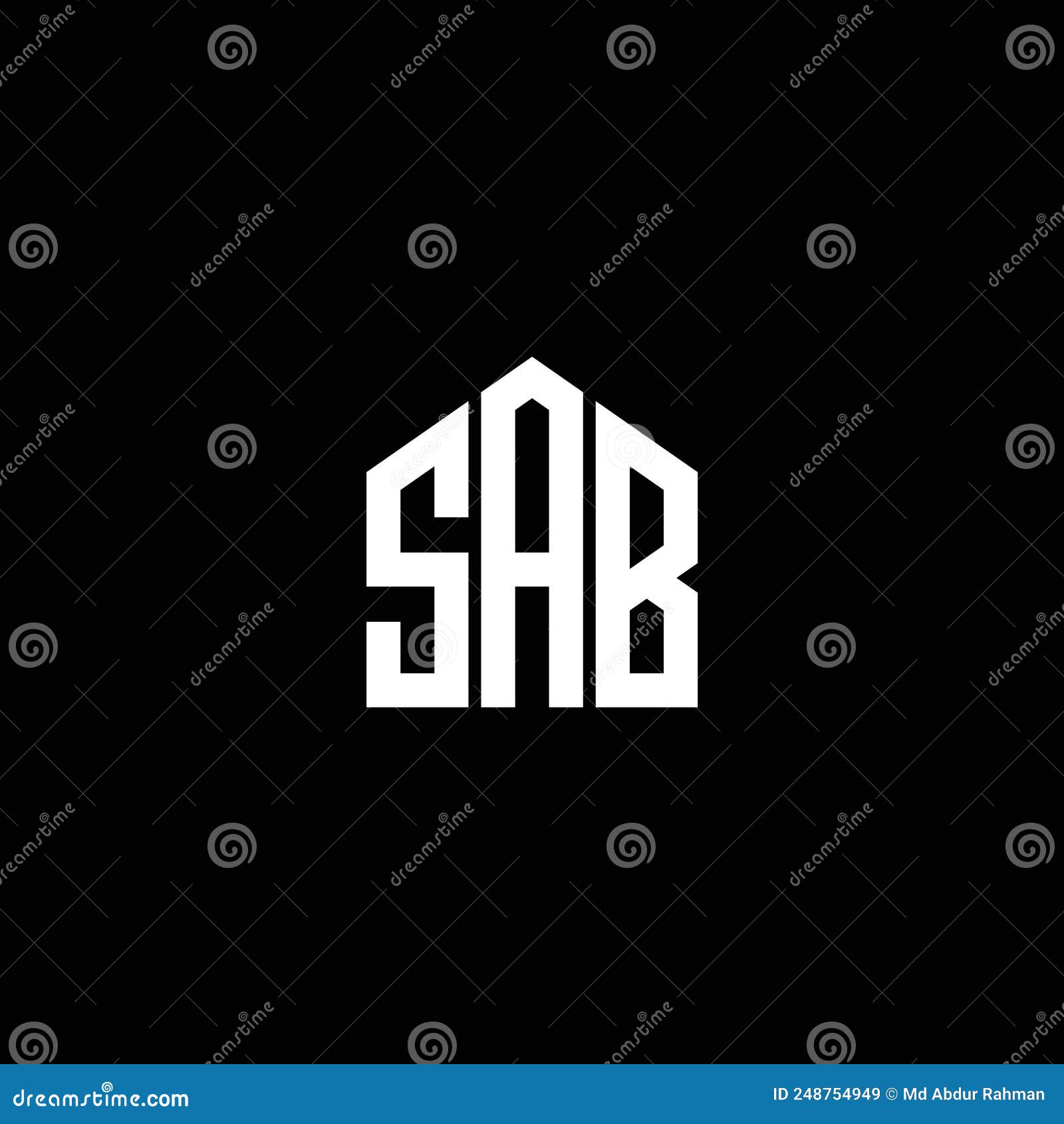 SAB Letter Logo Design on BLACK Background. SAB Creative Initials ...