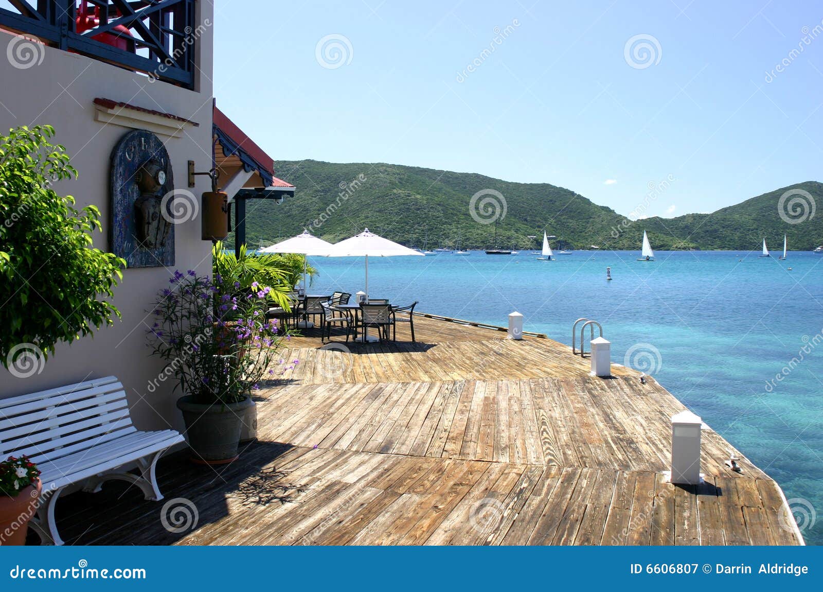 Saba Rock island resort stock image. Image of coastal - 6606807