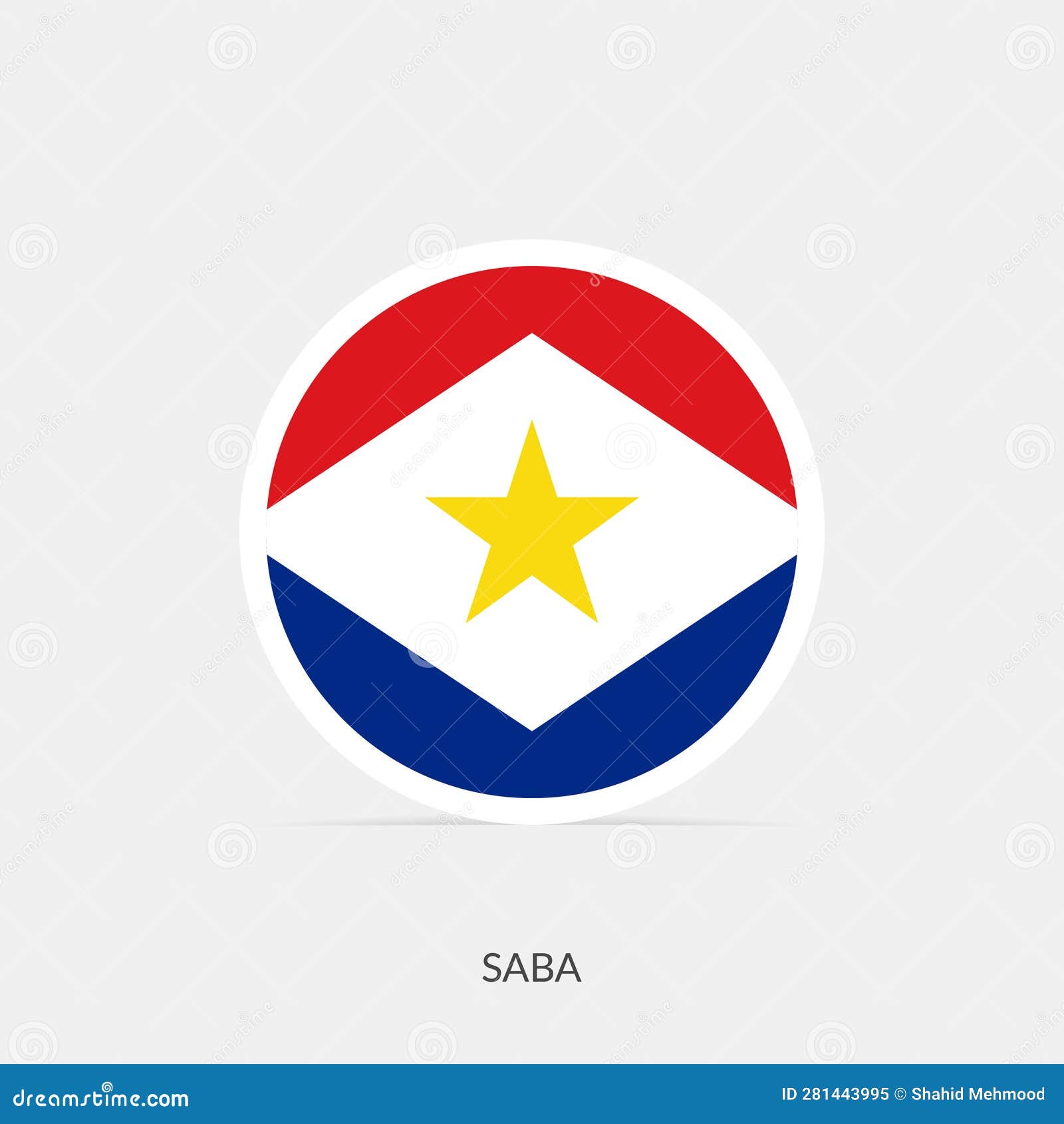 Saba Round Flag Icon with Shadow Stock Vector - Illustration of round ...