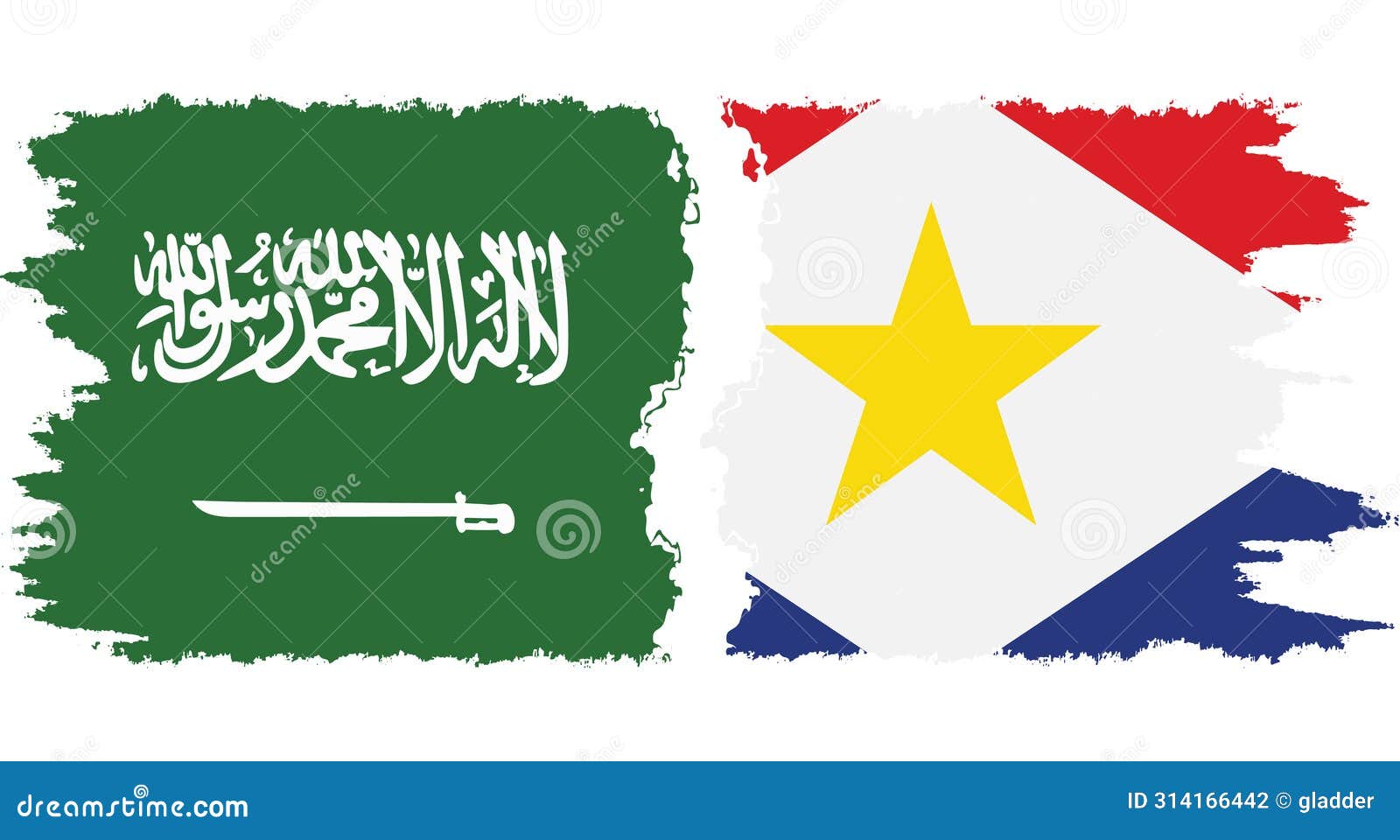 Saba and Saudi Arabia Grunge Flags Connection Vector Stock Vector ...