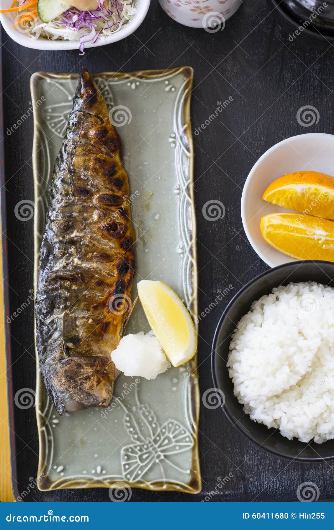 Saba steak set stock photo. Image of grill, diet, vegetable - 60411680