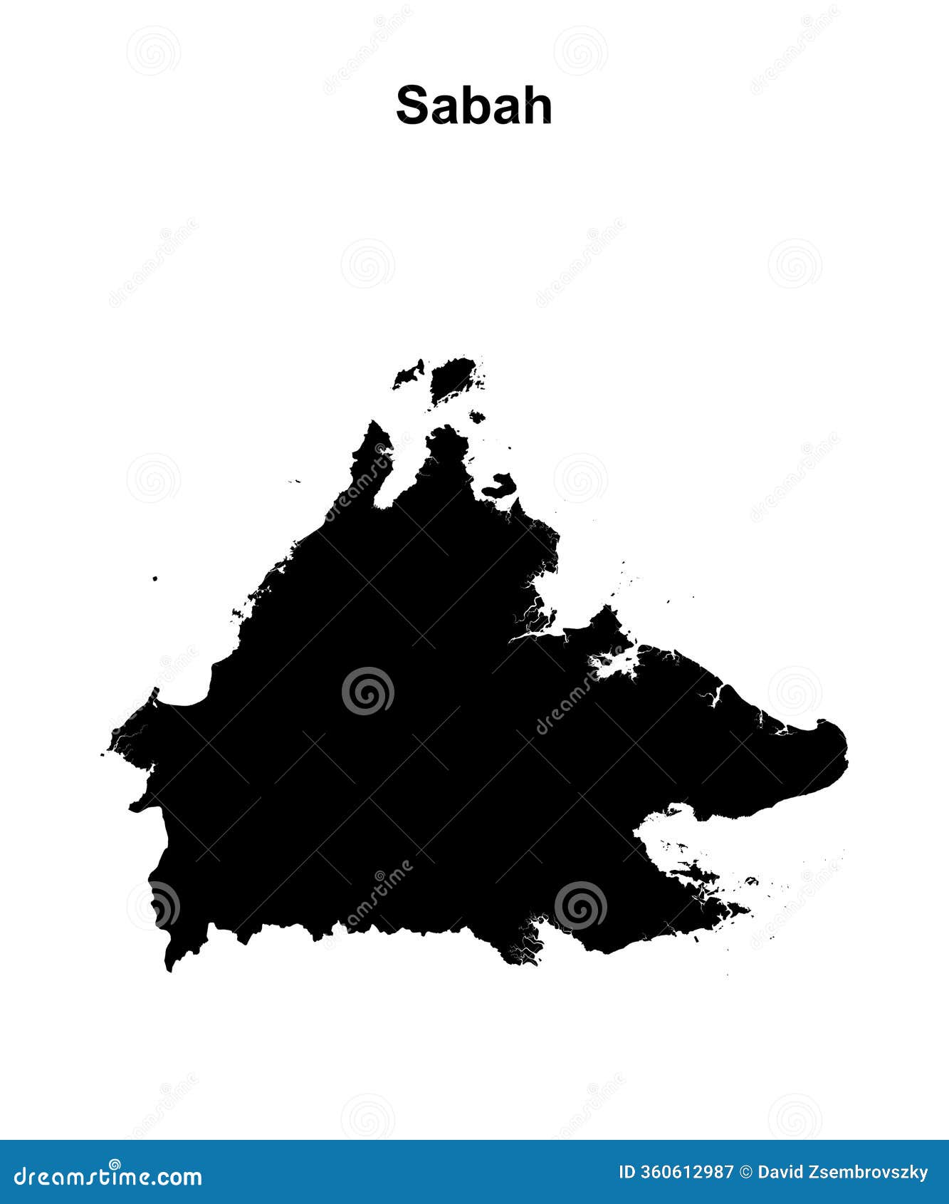 Sabah outline map stock illustration. Illustration of empty - 360612987