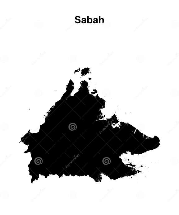 Sabah outline map stock illustration. Illustration of empty - 360612987