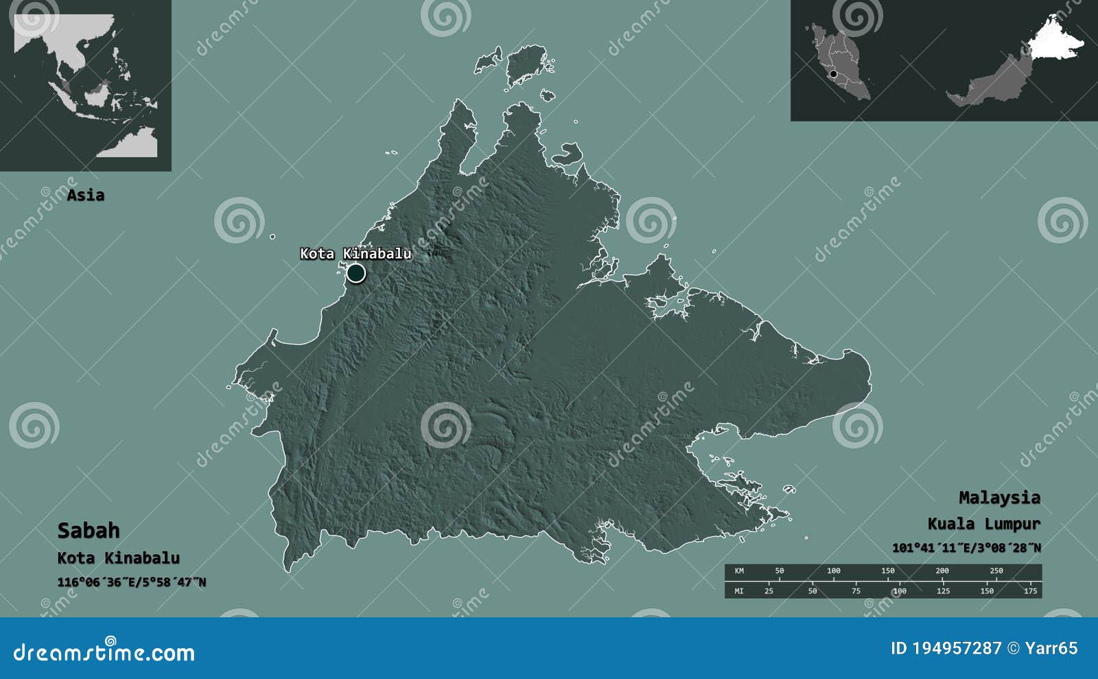 Sabah, State of Malaysia,. Previews. Administrative Stock Illustration ...