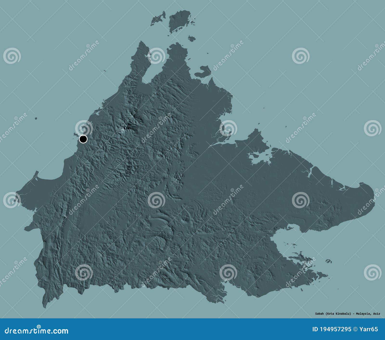 Sabah, State of Malaysia, on Solid. Administrative Stock Illustration ...