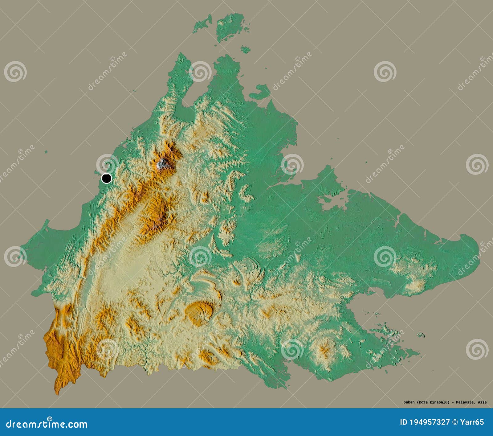 Sabah, State of Malaysia, on Solid. Relief Stock Illustration ...