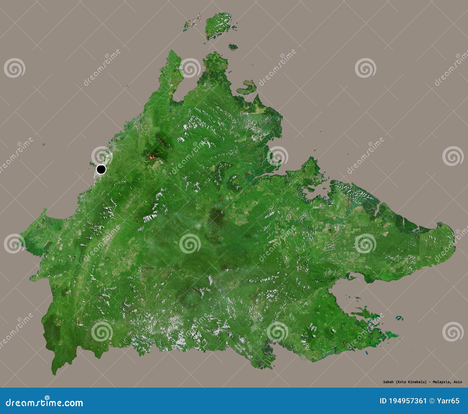 Sabah, State of Malaysia, on Solid. Satellite Stock Illustration ...