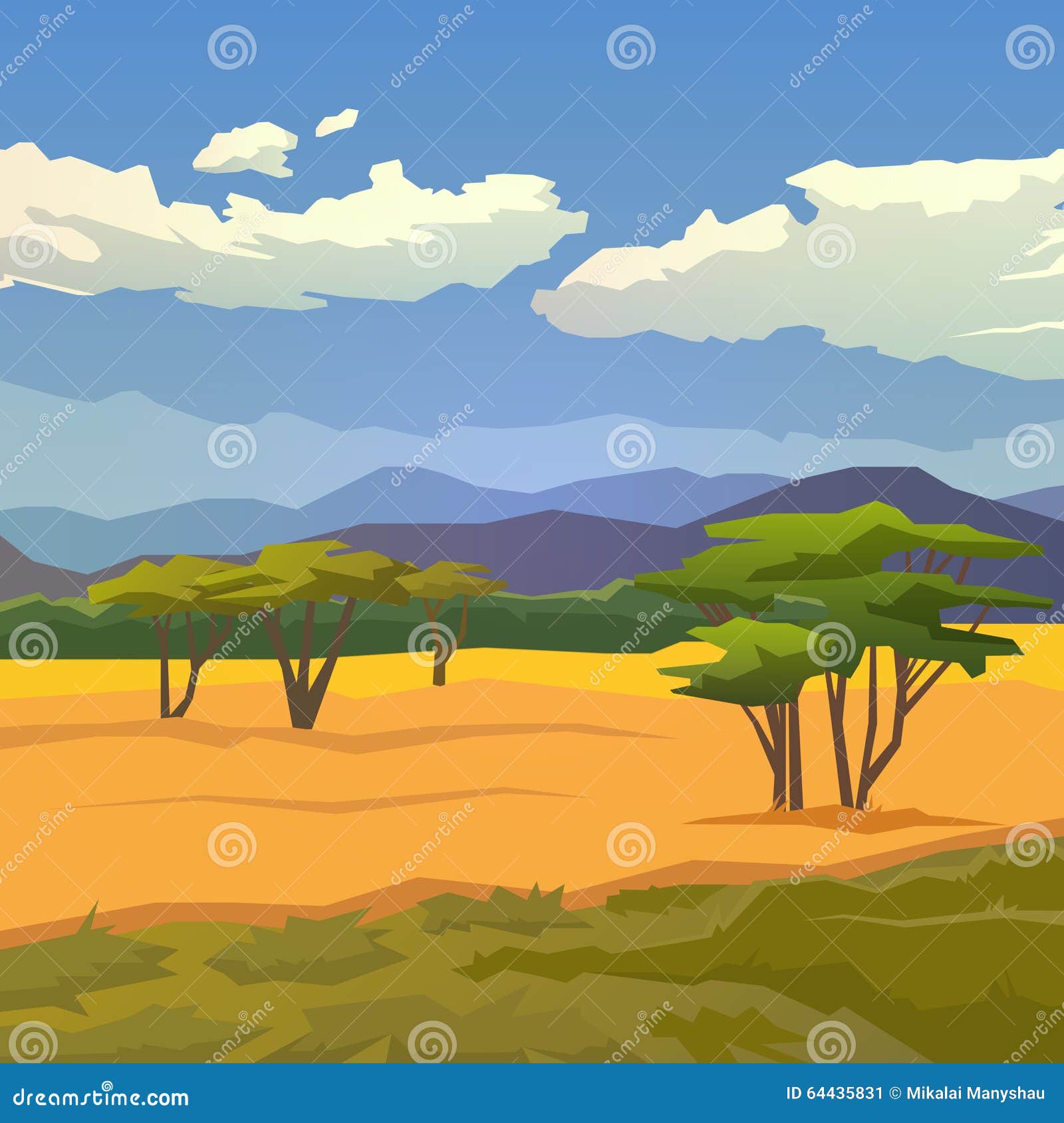 Sabana Fondo Del Vector Montañas Ilustración del Vector - Ilustración ...