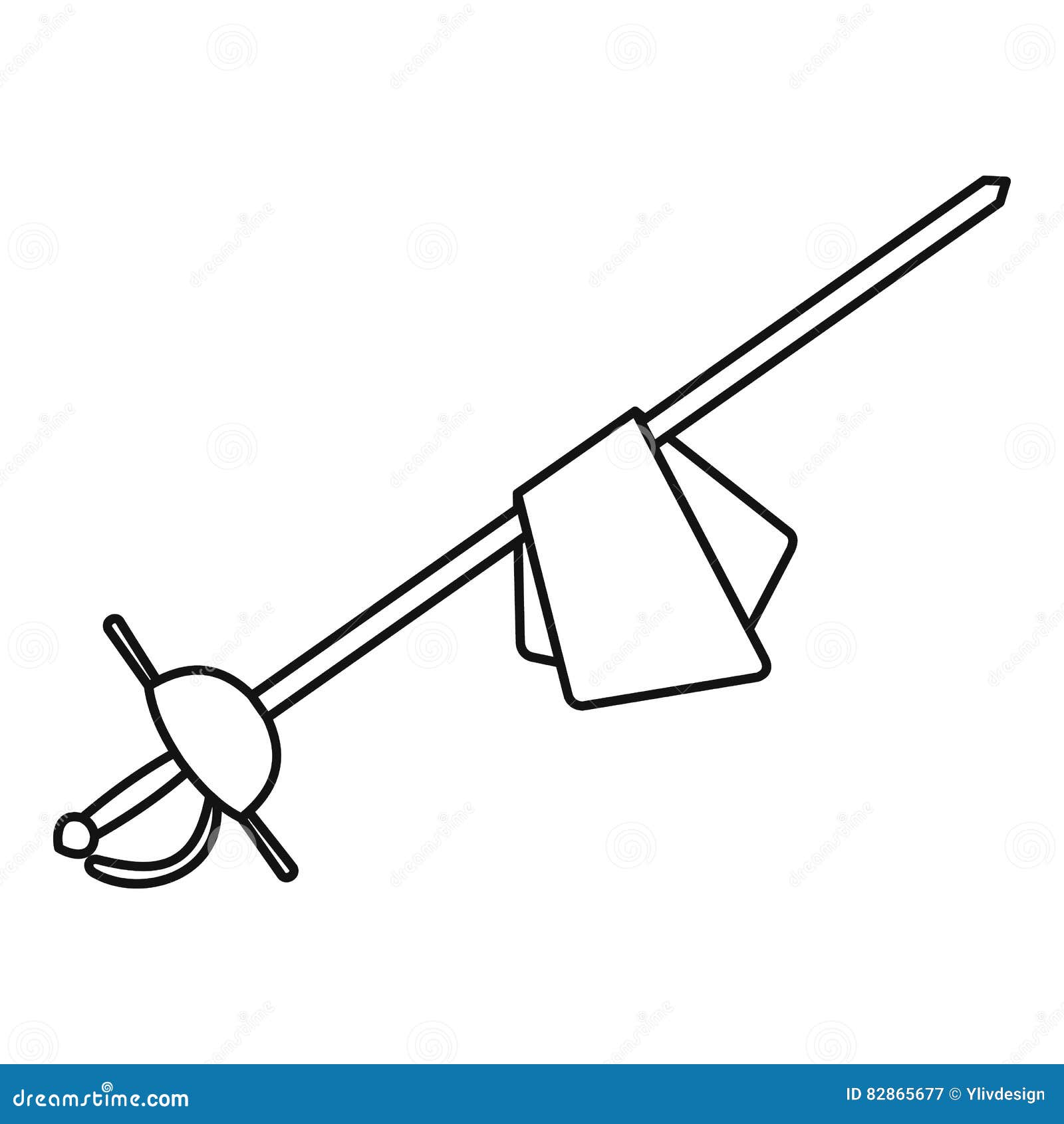 Saber icon, outline style stock vector. Illustration of fight - 82865677