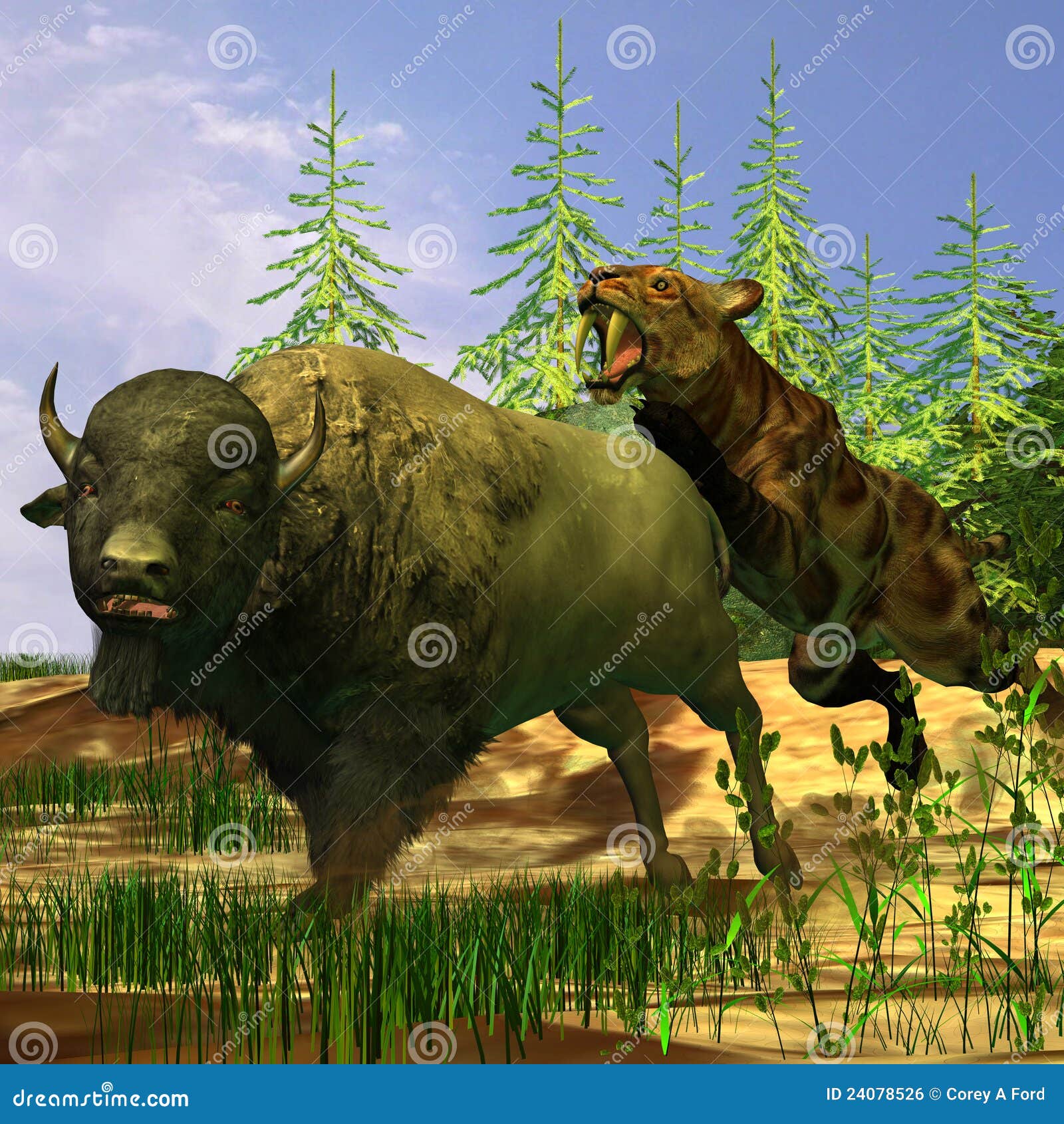 Saber-Tooth Tiger stock illustration. Illustration of mammal - 24078526
