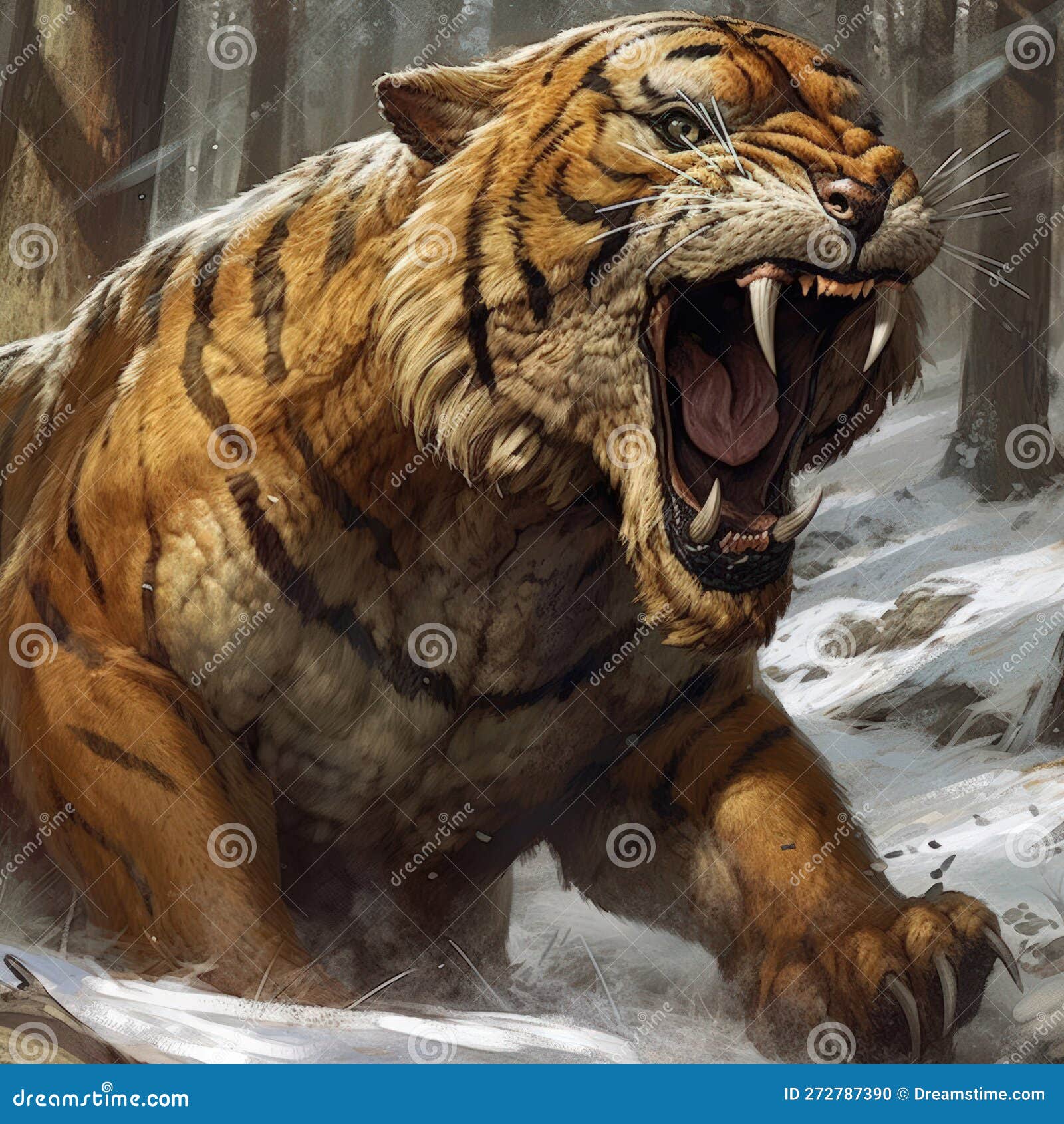 Saber-Tooth On Rocks Stock Photography | CartoonDealer.com #140020424