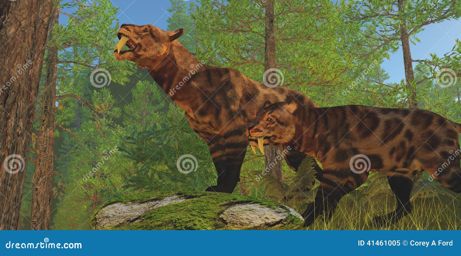 Saber-Toothed Cat Forest Royalty-Free Stock Photo | CartoonDealer.com ...