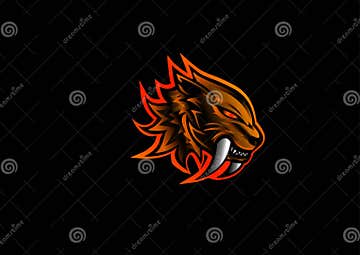 Sabertooth Mascot Logo Icon Illustration , Black Background , Animal ...