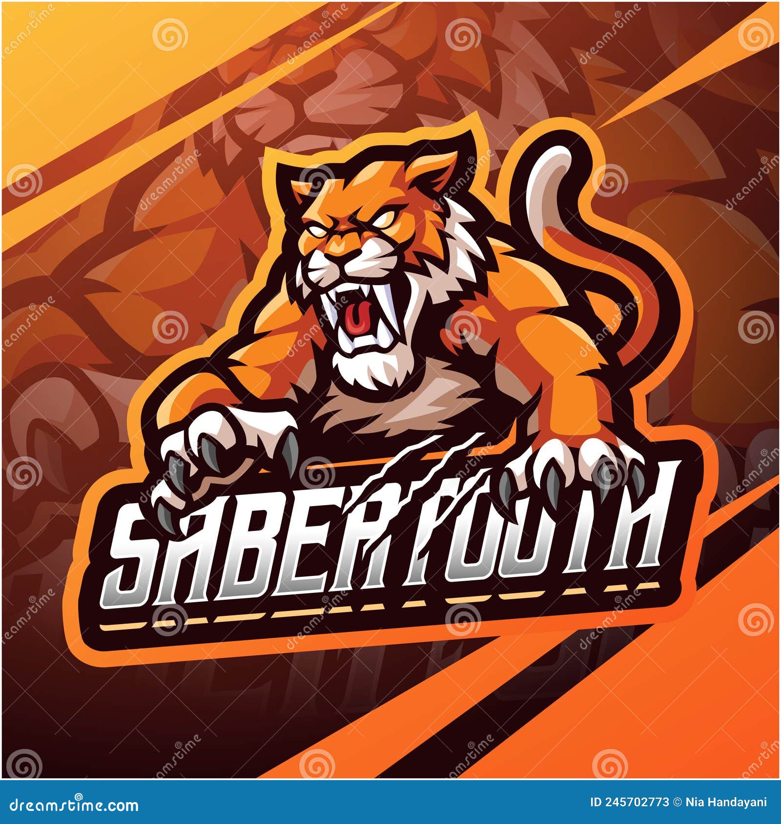 Sabretooth Mascot Sport Logo Style Cartoon Vector | CartoonDealer.com ...
