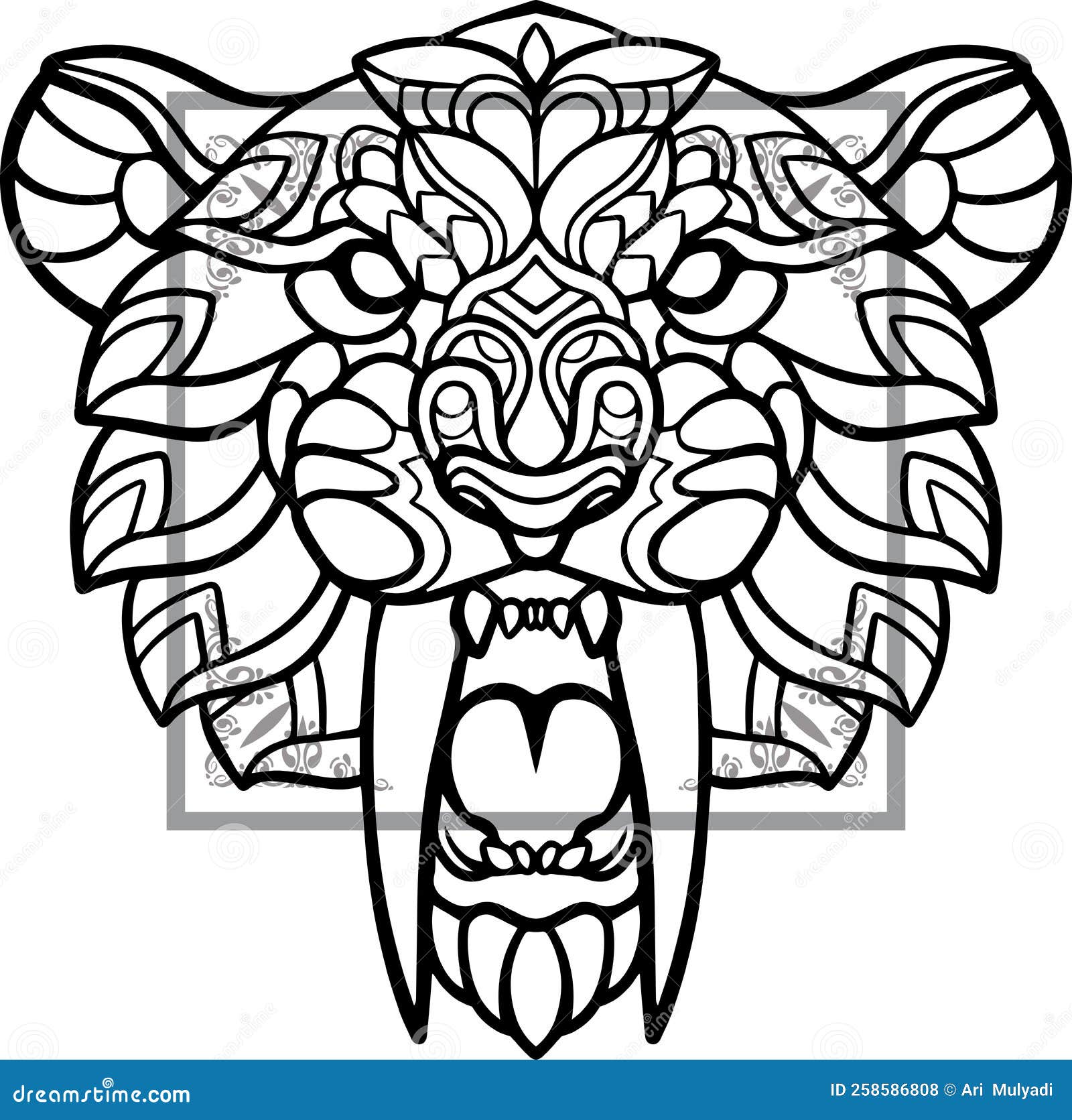 Smilodon Mandala Coloring Pages For Adults Cartoon Vector ...
