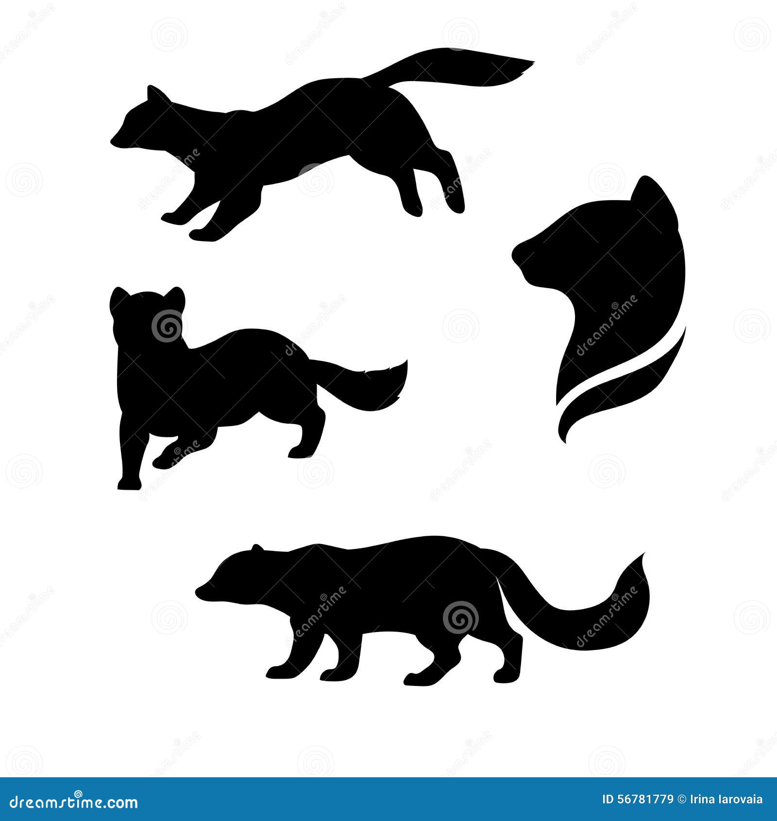 Sable Animal Vector Silhouettes Stock Vector - Illustration of logotype ...