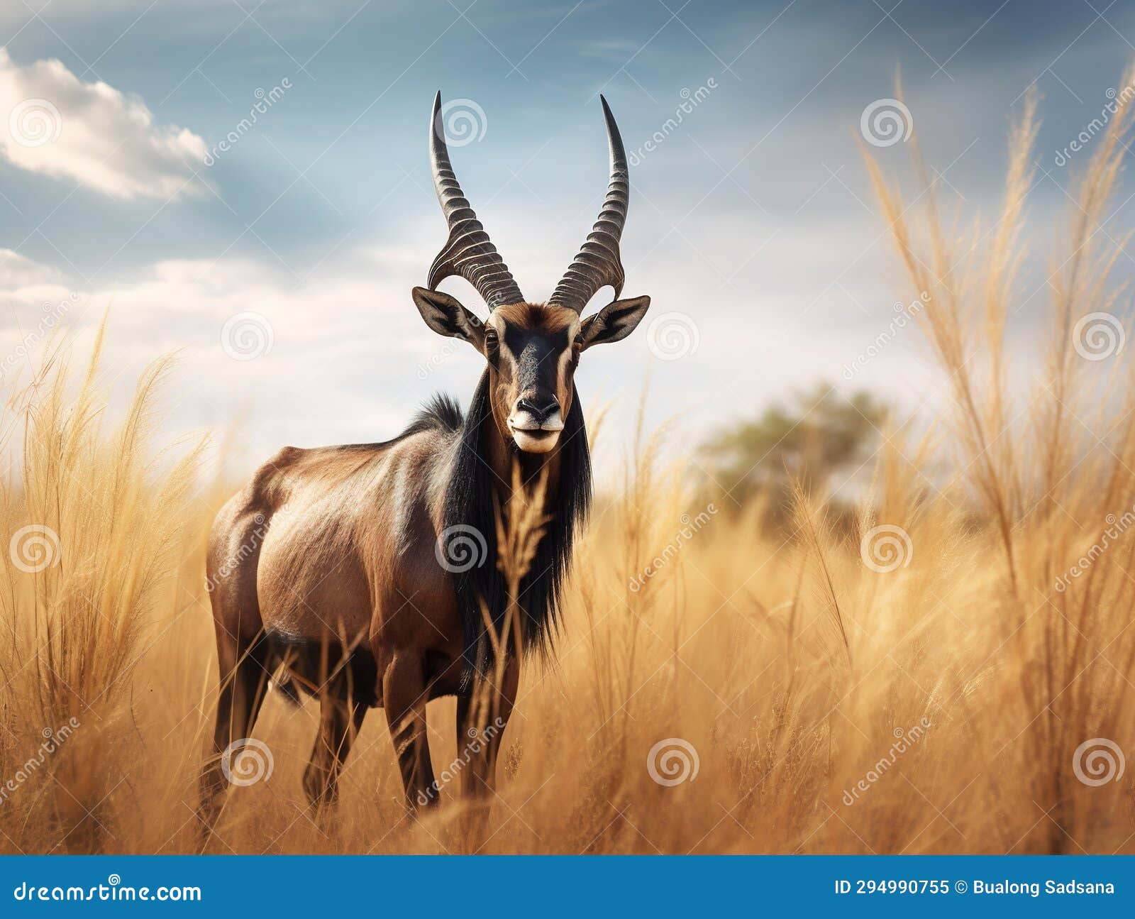 Sable Antelope - Vector Illustration Sketch Hand Drawn With Black Lines ...
