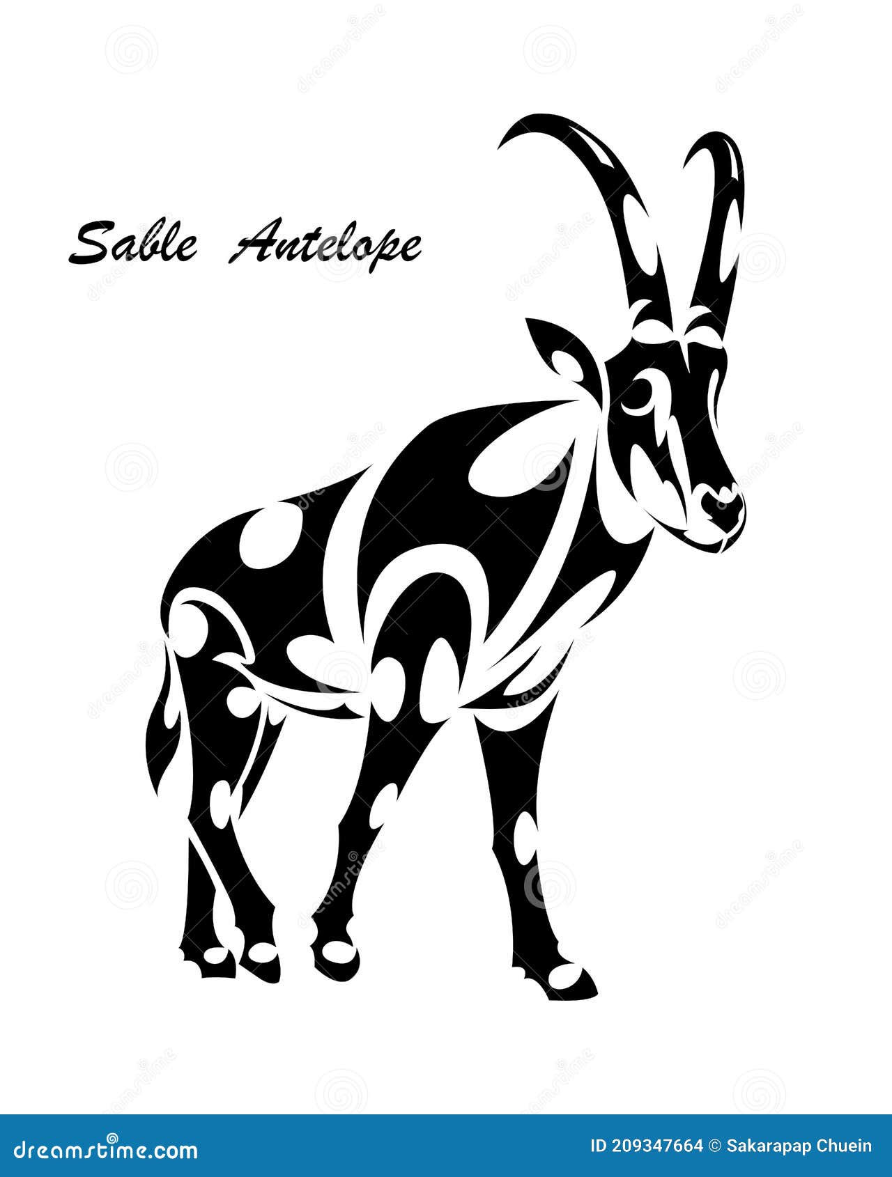 Sable Antelope Walking Line Art Vector Illustration | CartoonDealer.com ...