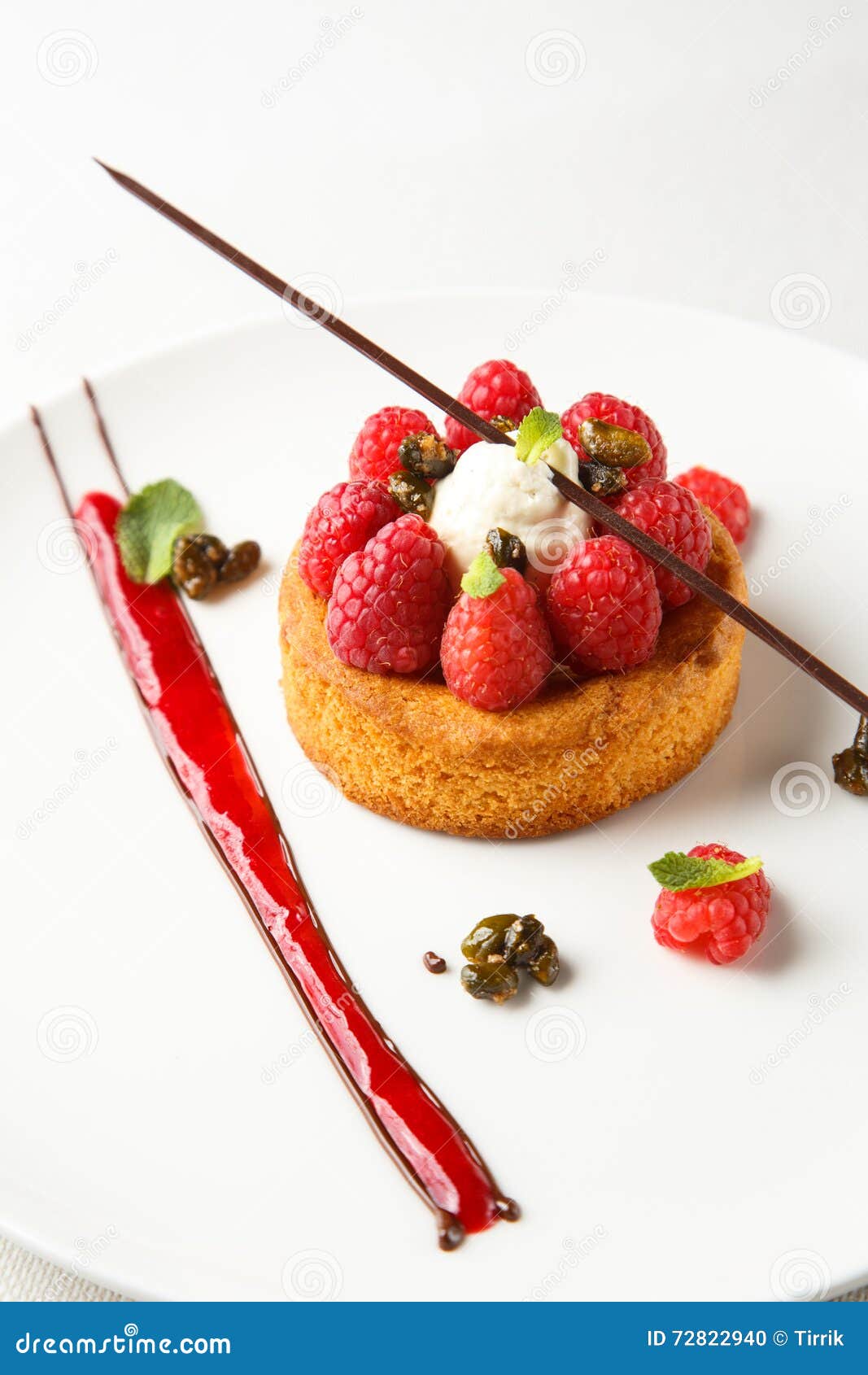 Sable Breton or Shortbread with Vanilla Cream and Raspberry Coulis on ...