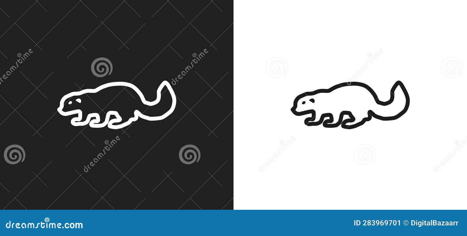 Sable Outline Icon in White and Black Colors. Sable Flat Vector Icon ...
