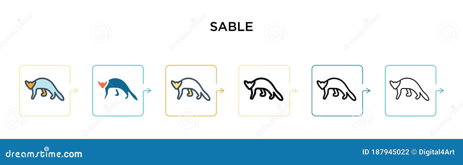Sable Vector Icon in 6 Different Modern Styles. Black, Two Colored ...