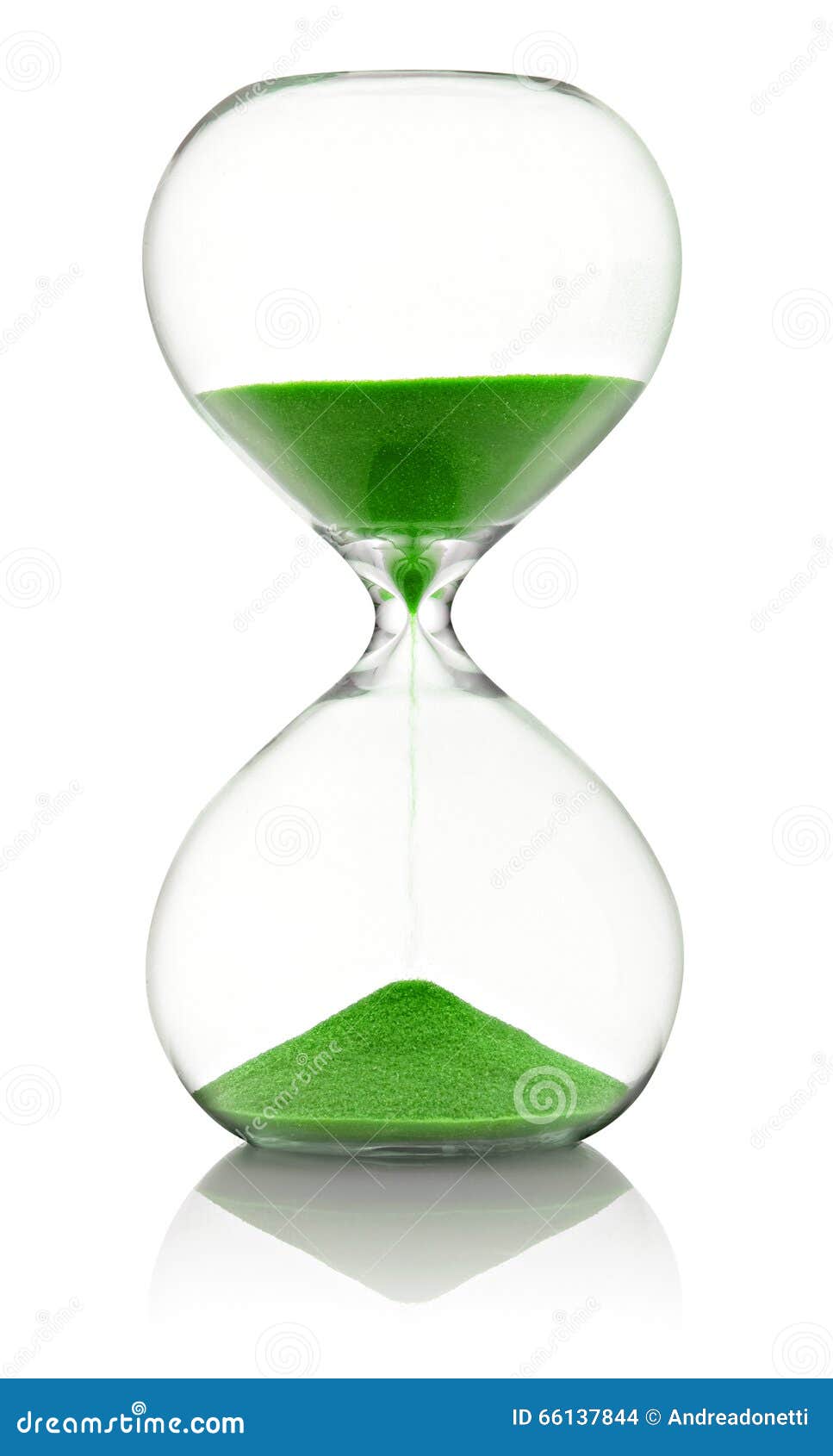 Sablier Avec Le Sable Vert Fonctionnant Photo stock - Image du glace ...