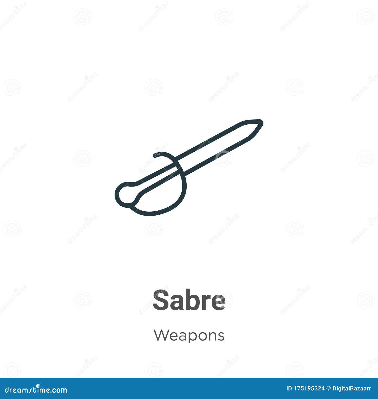 Sabre Outline Vector Icon. Thin Line Black Sabre Icon, Flat Vector Simple Element Illustration ...