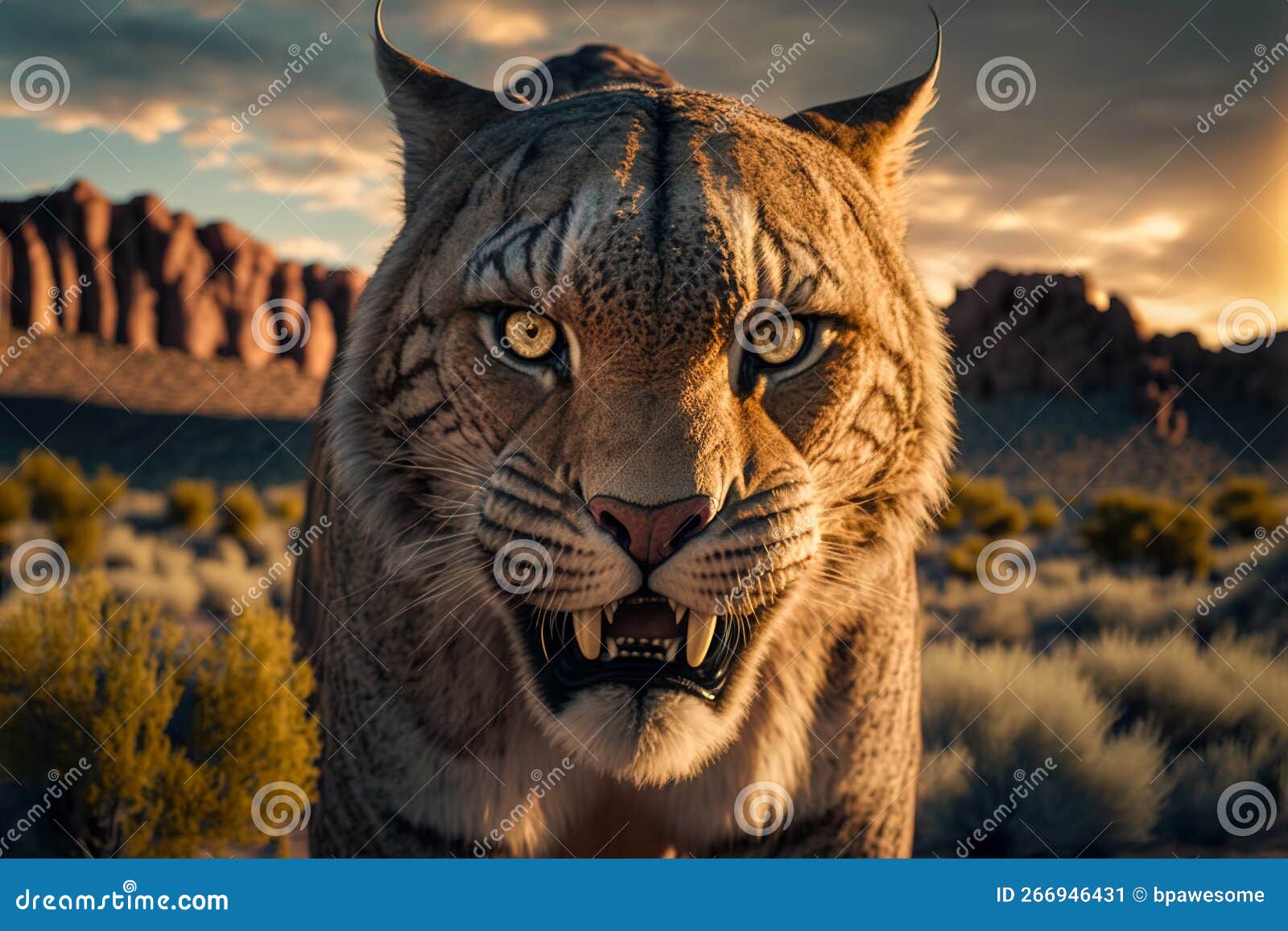Sabre-toothed Cat, Extinct Animal, Generative AI Stock Illustration ...