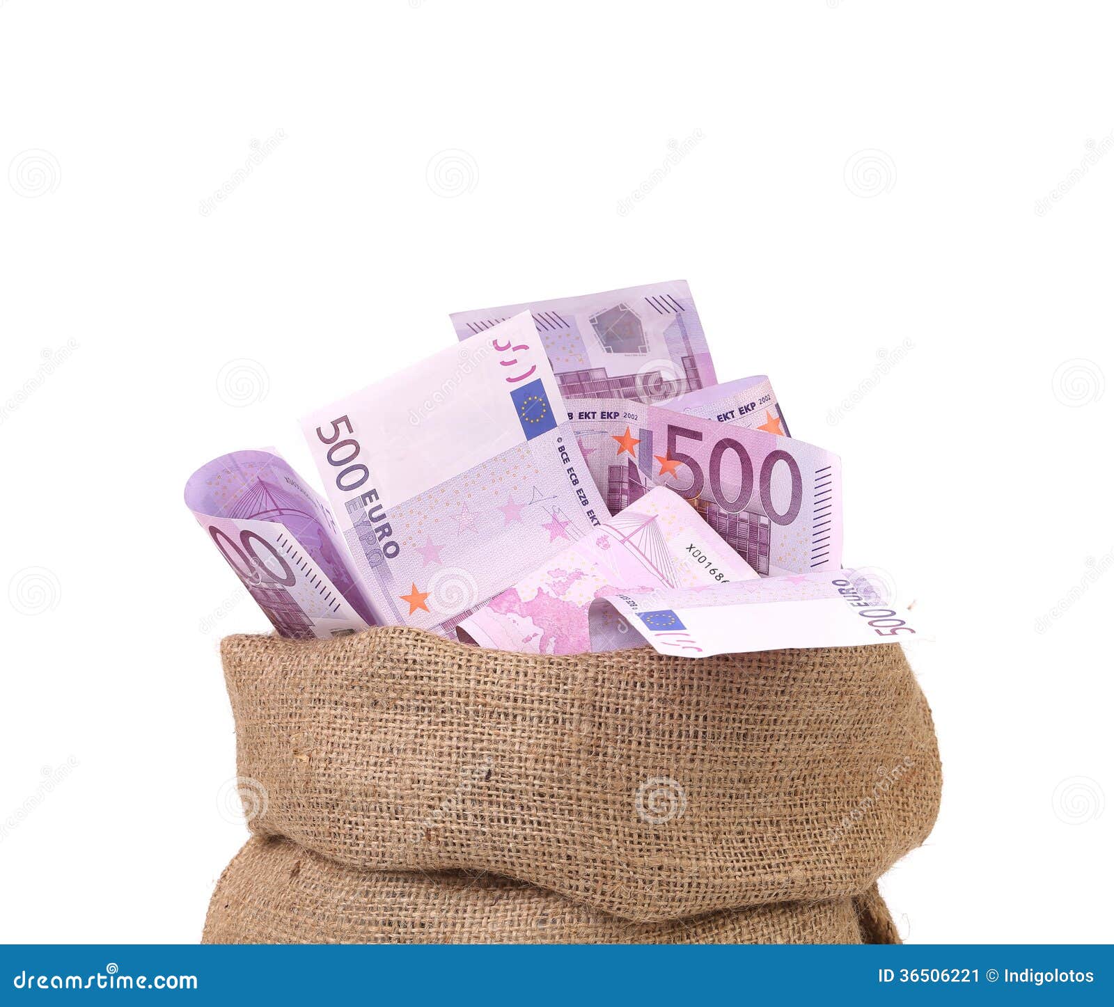 Sac Avec Beaucoup D'euro Billets De Banque. Image stock - Image du neuf ...