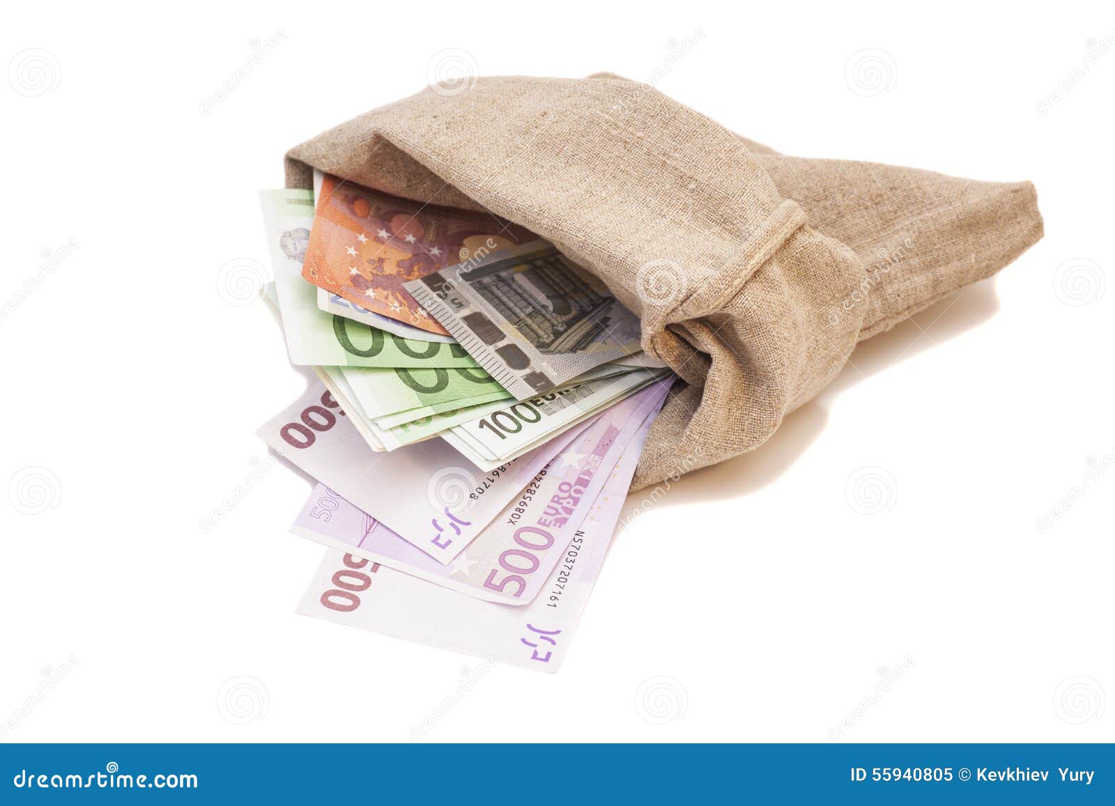 Sac Avec D'euro Billets De Banque Image stock - Image du capitale ...