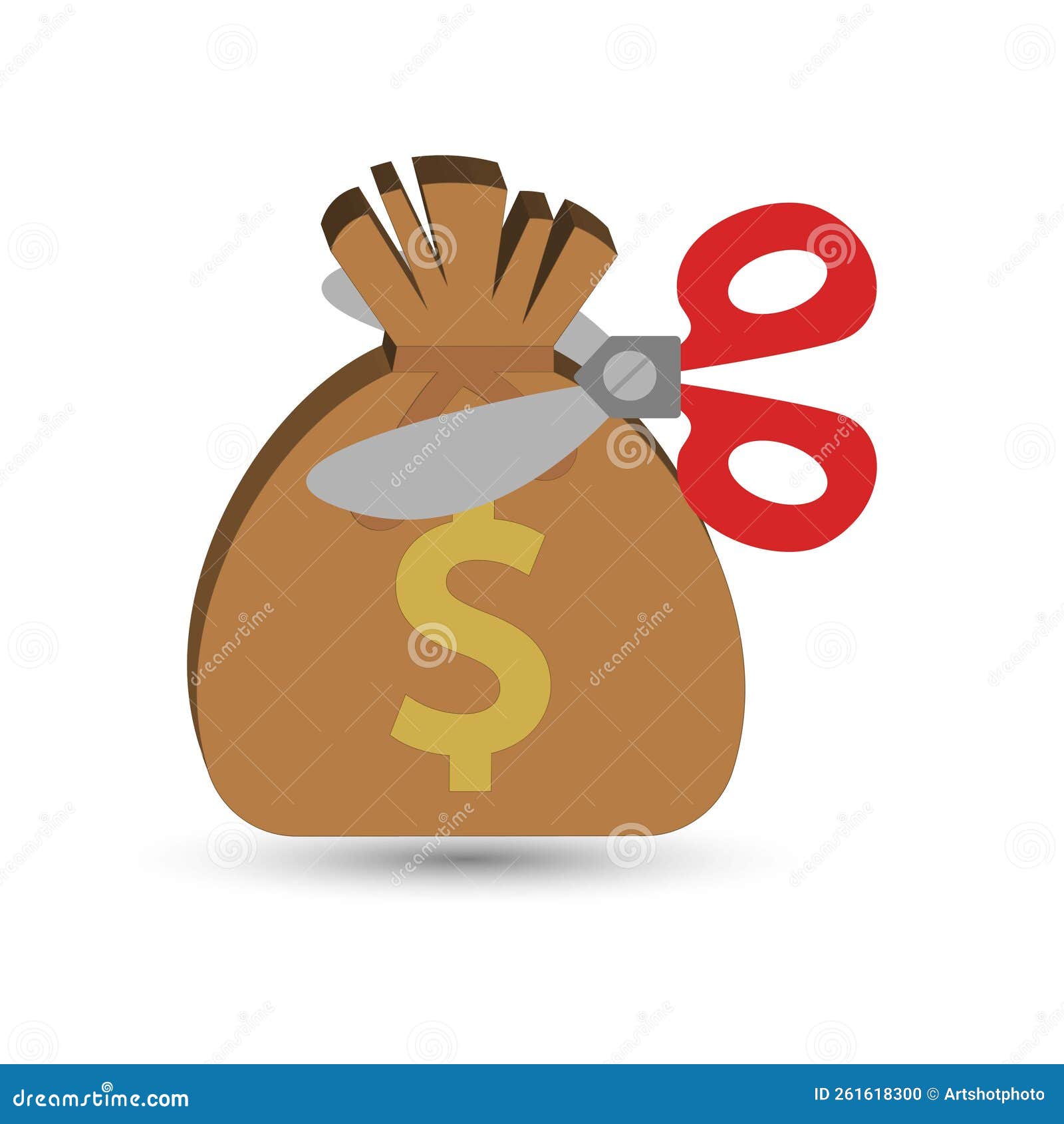 Scissors Cutting a Sack with Dollar Symbol on it Stock Vector ...