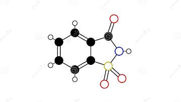 Saccharin Molecule, Structural Chemical Formula, Ball-and-stick Model ...