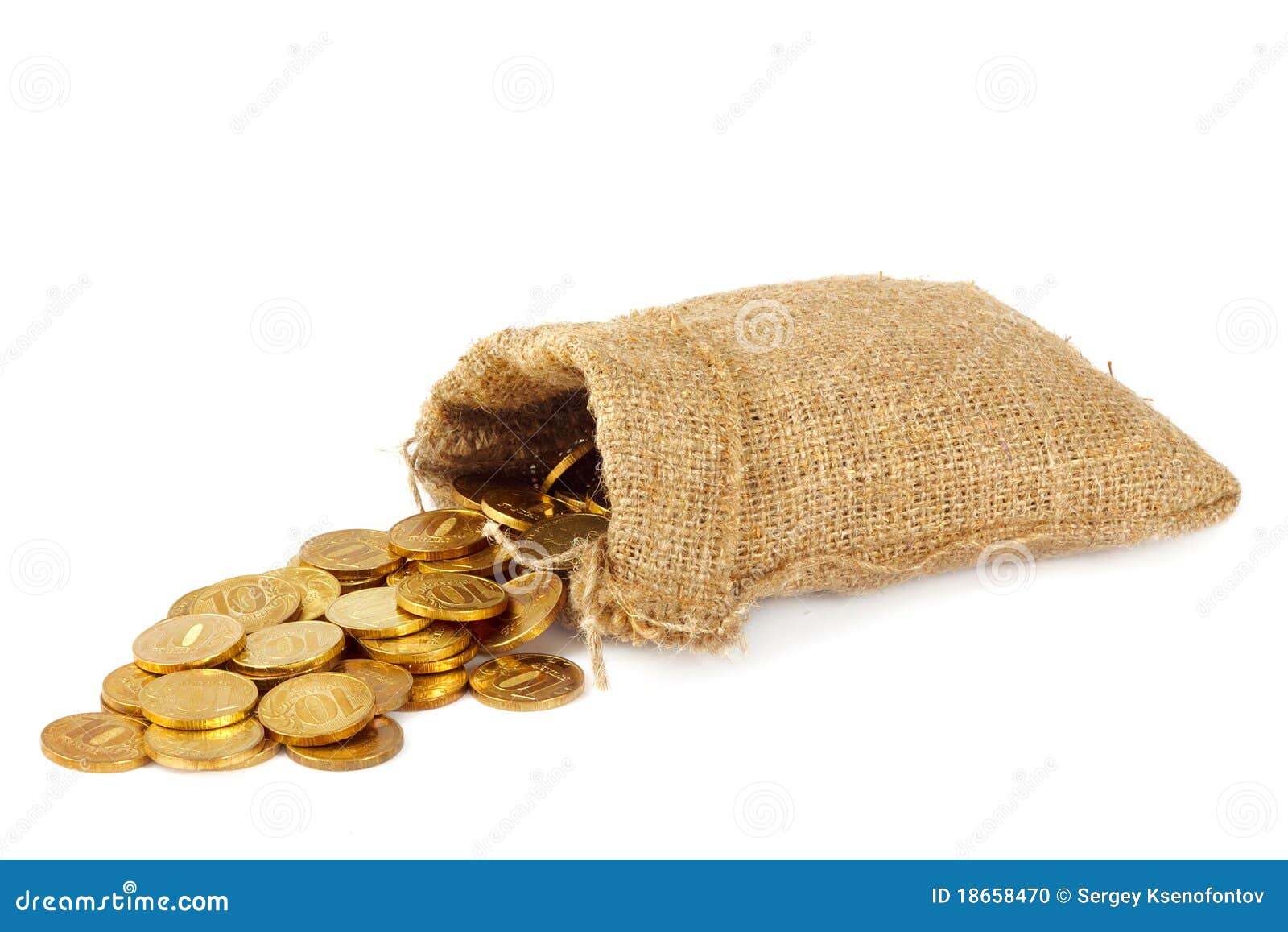 Sacchetto Con Le Monete Di Oro Fotografia Stock - Immagine di pagamento ...