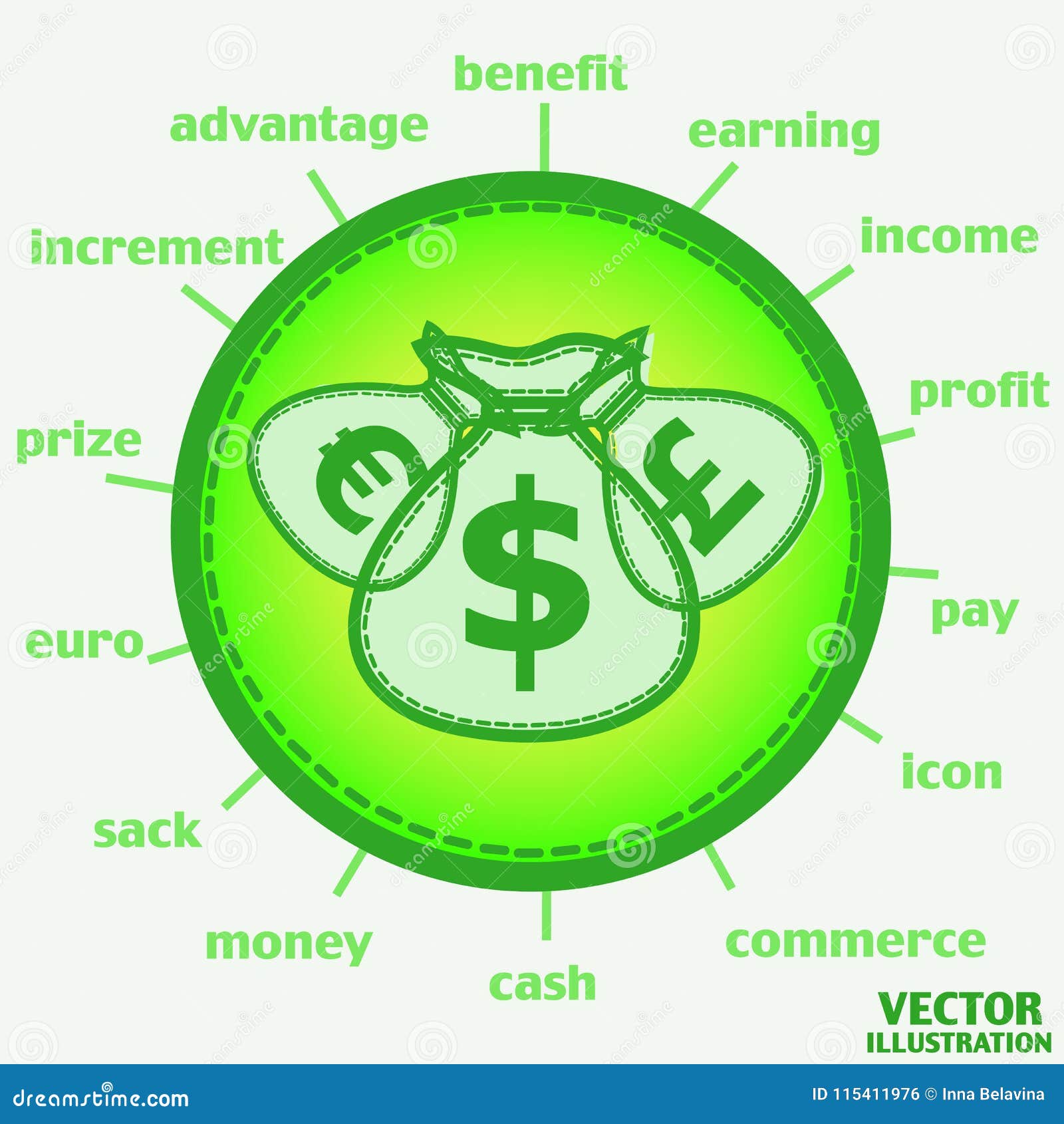 Sacchi Con Le Icone Dei Soldi Vettore Illustrazione Vettoriale ...