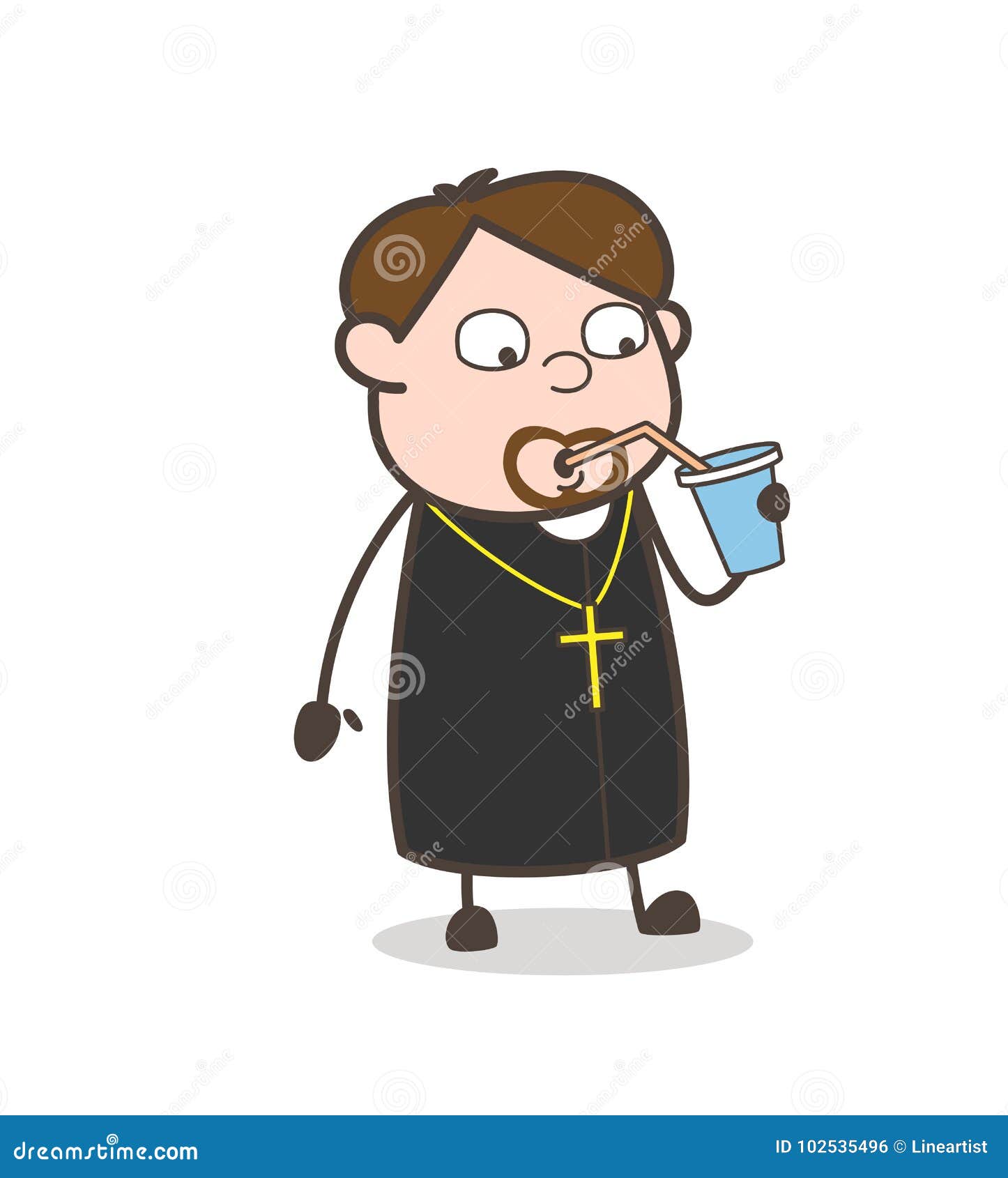 Sacerdote Sediento Drinking Water Vector Stock de ilustración ...