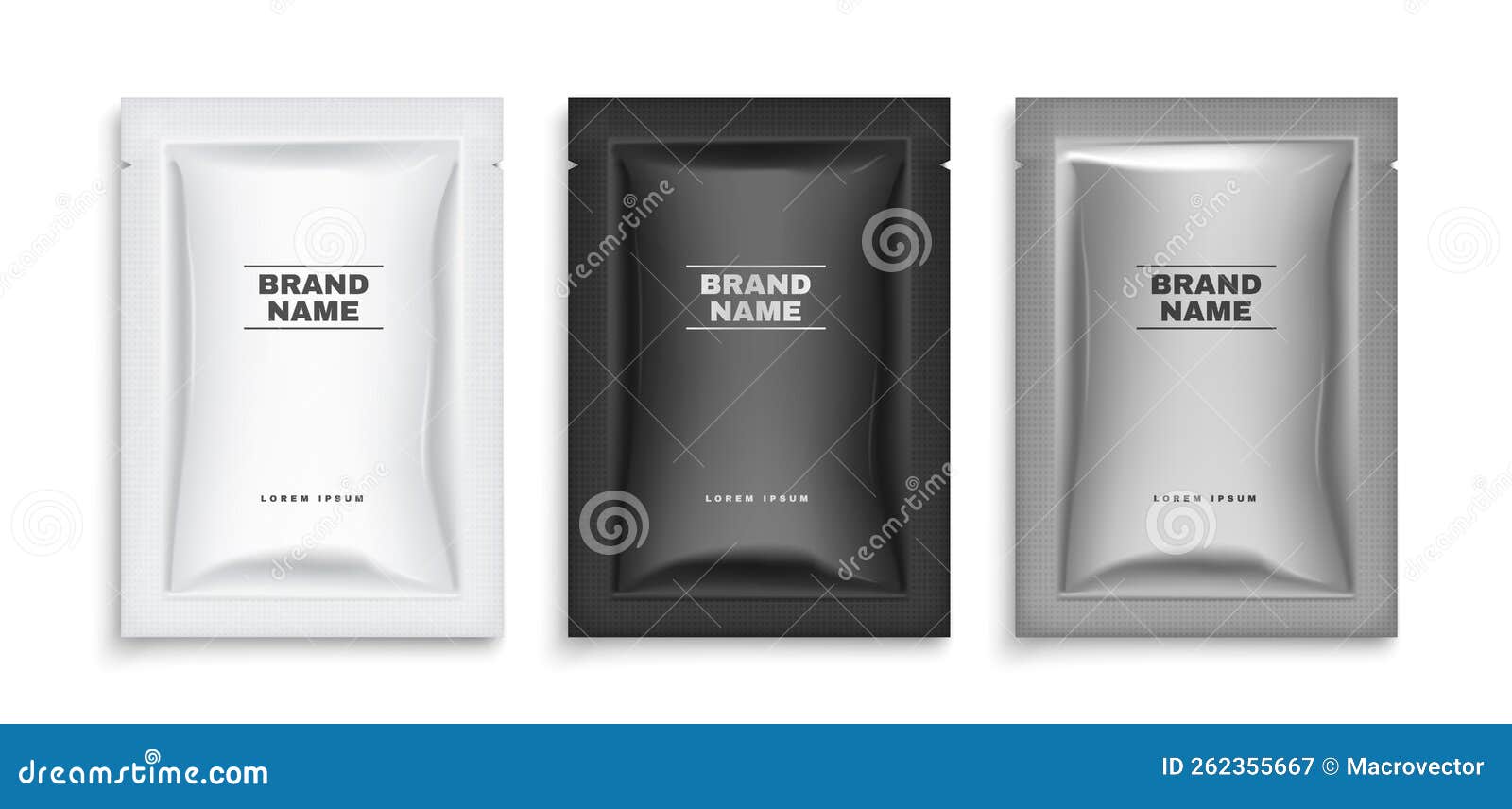 Sachet Packet Template Set stock illustration. Illustration of closeup ...