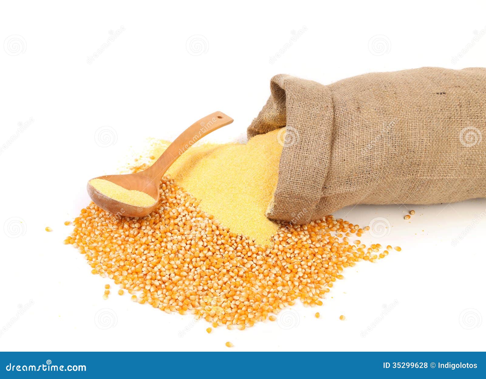 Sack Corn Seed Isolated On White. Sweet Yellow Maize Kernel ...