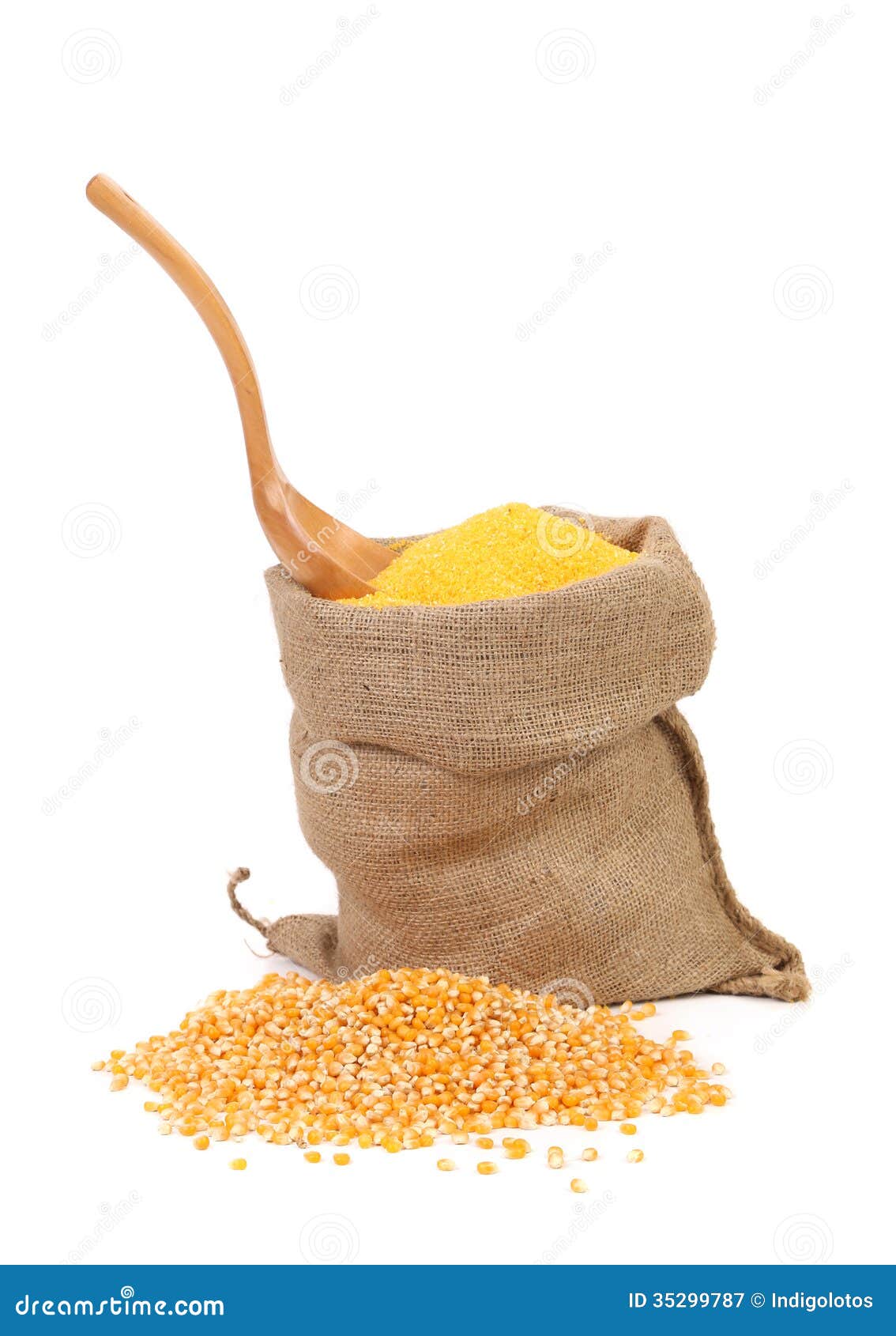 Sack with Corn Grains and Flour. Stock Image - Image of harvest ...