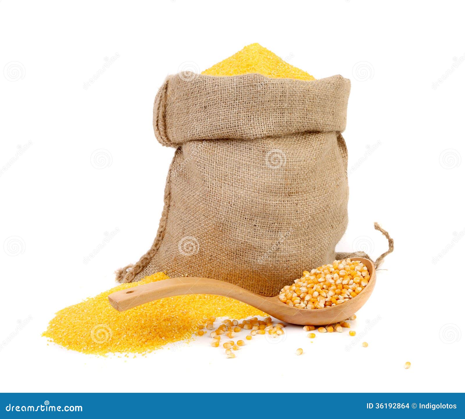 Sack Corn Seed Isolated On White. Sweet Yellow Maize Kernel ...