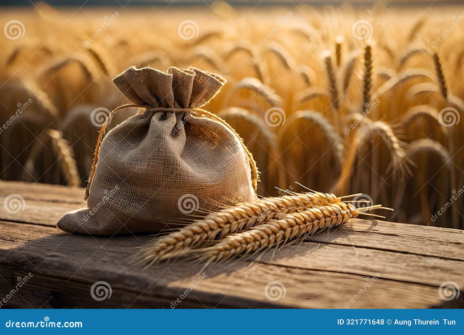 A Sack of Flour with Background of Wheat Field Stock Photo - Image of ...