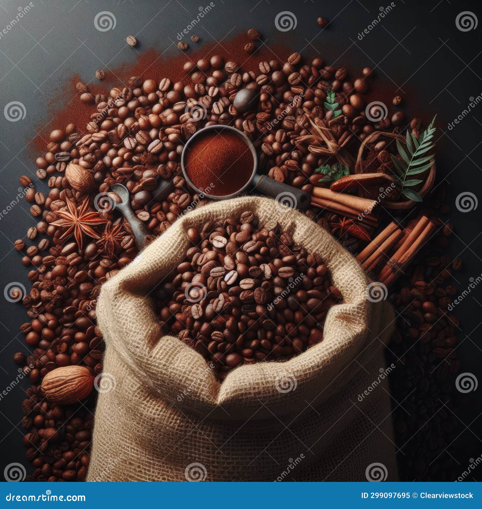 Sack of Fresh Coffee Beans for a Great Start Stock Illustration ...
